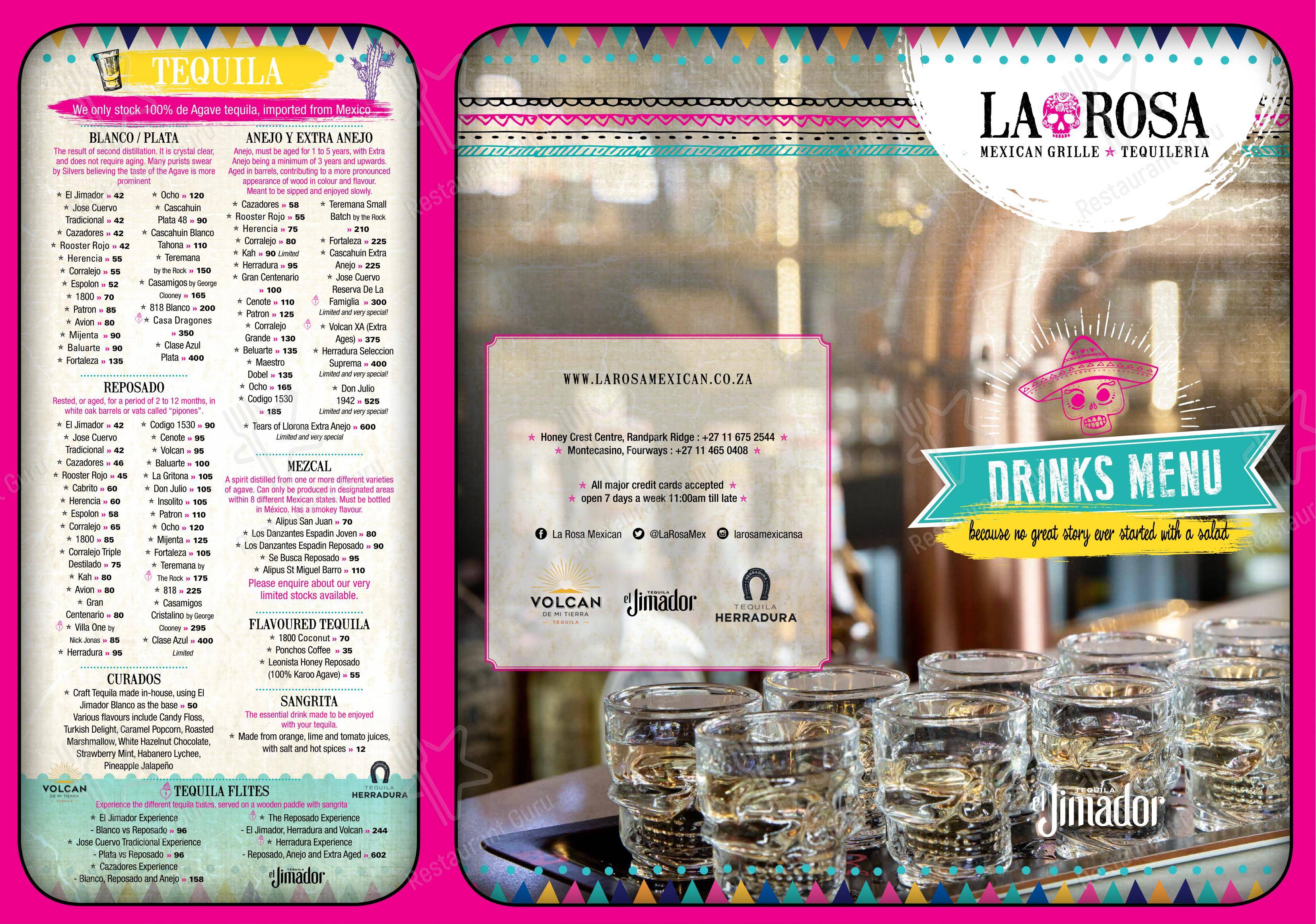 Menu at La Rosa Mexican Grille and Tequileria - Randpark Ridge ...