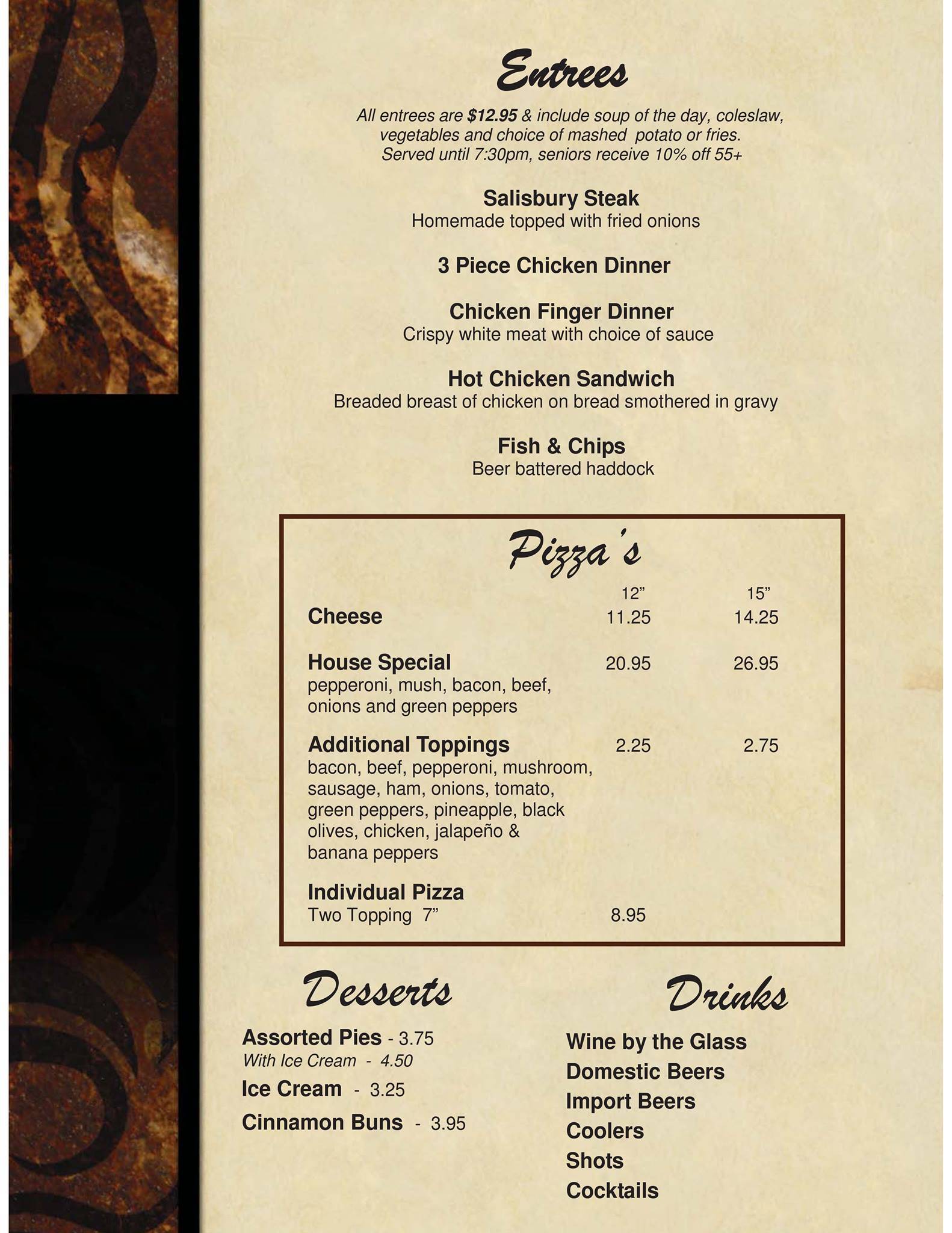 Menu at La Salle River Inn restaurant, La Salle