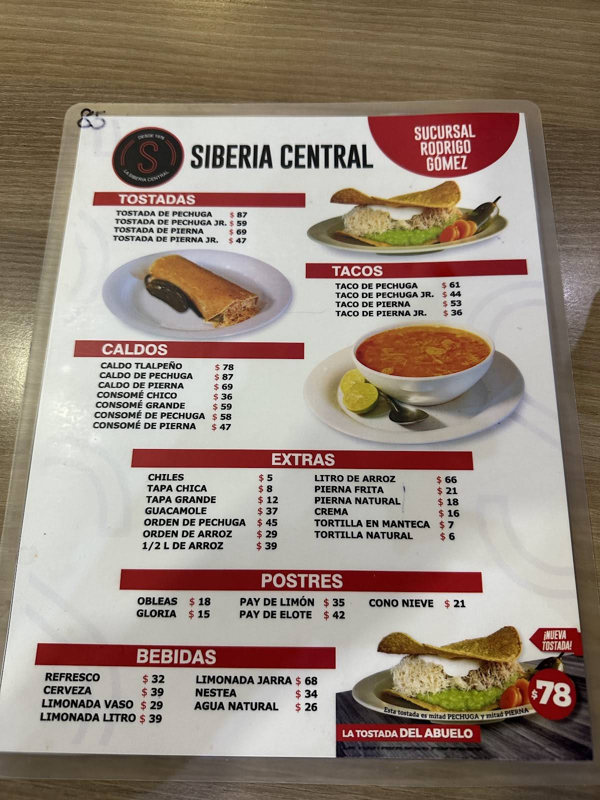 Carta de comida rápida La Siberia Central, Monterrey, Av Rodrigo Gómez 623