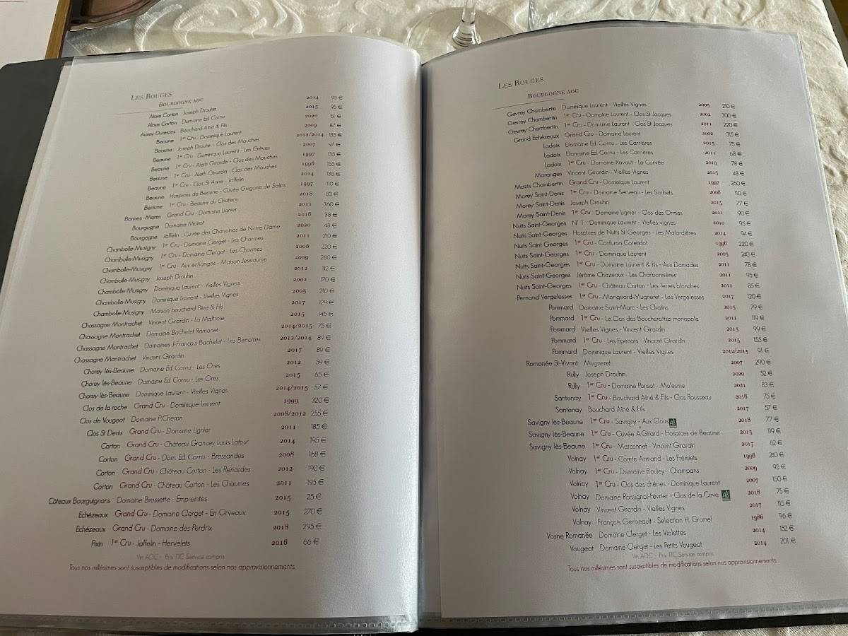 Menu au La Table du Donjon restaurant, Oingt