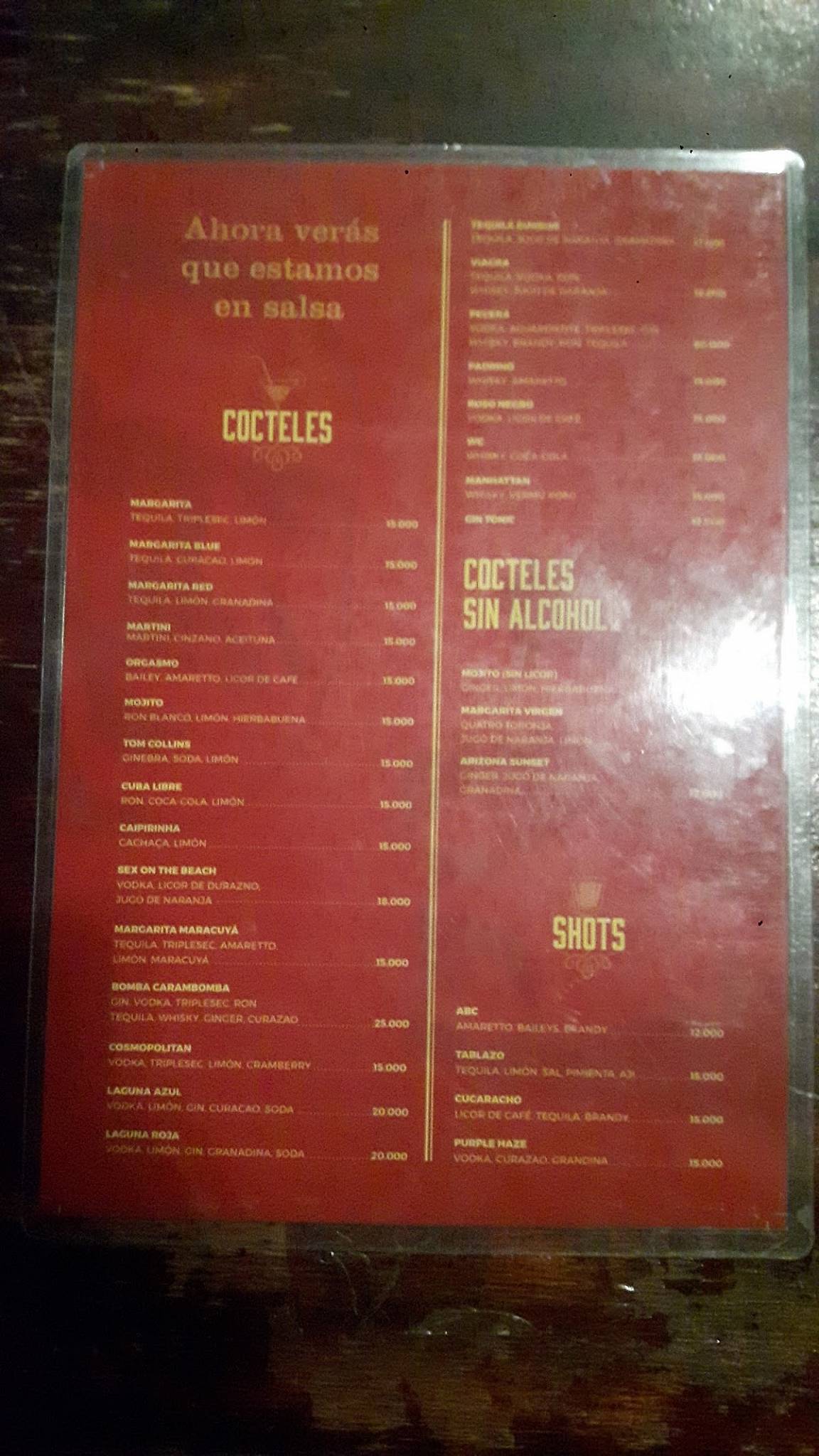 Carta del pub y bar La Topa Tolondra, Cali, Cl. 5 #13-27
