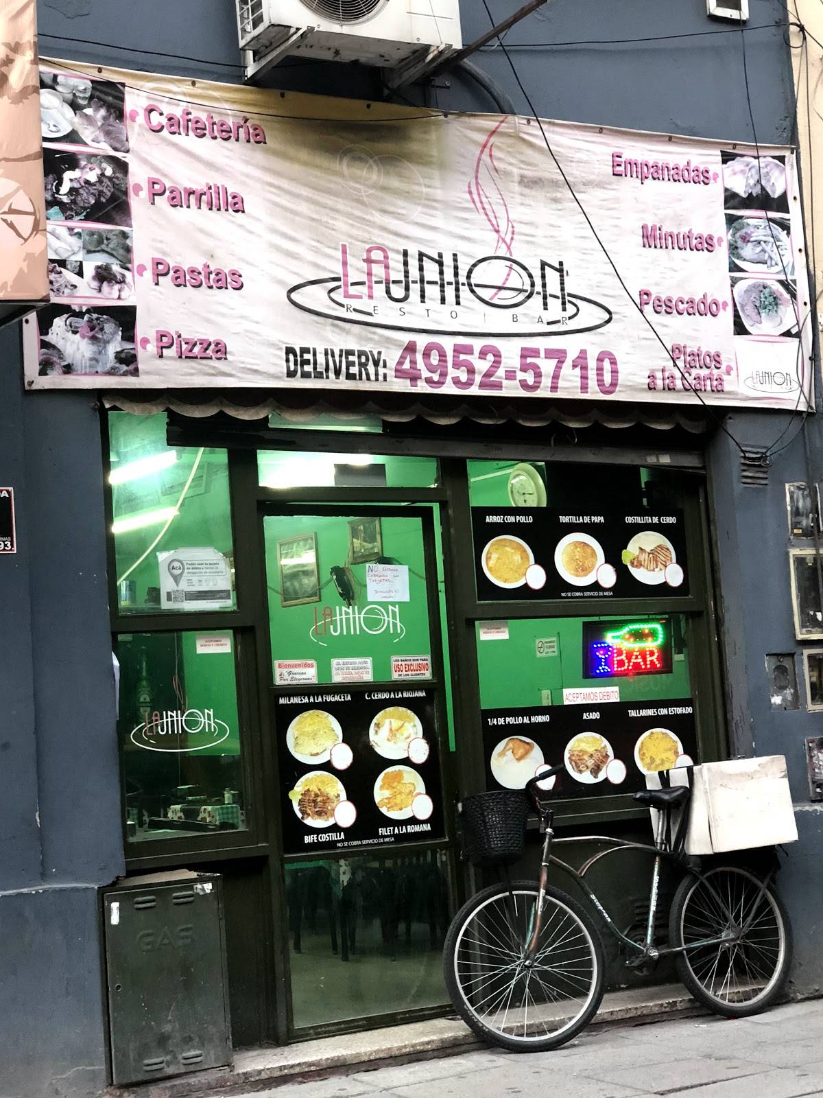 Carta de La Unión Restó Bar, Argentina