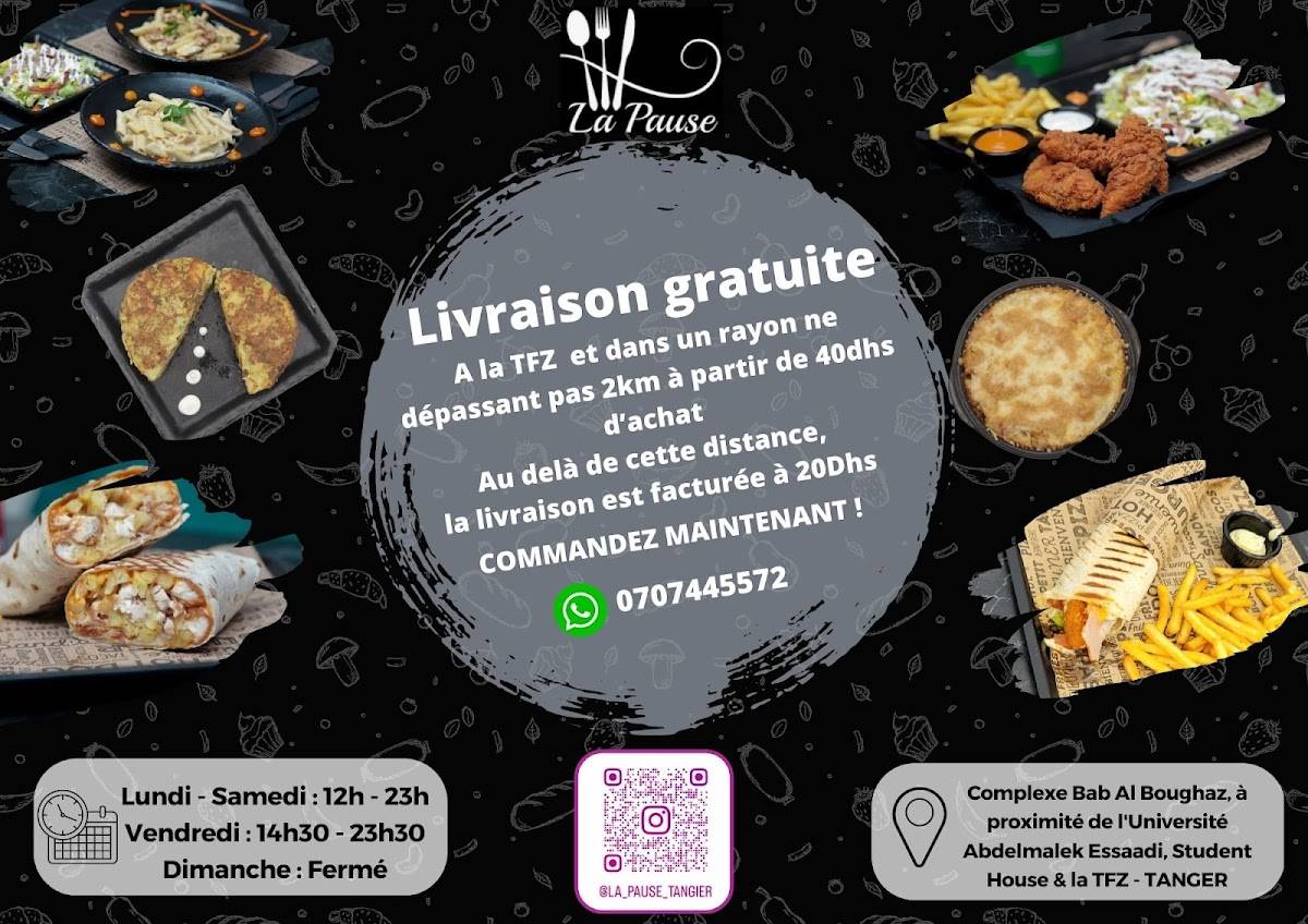 Speisekarte von La pause restaurant, Tanger
