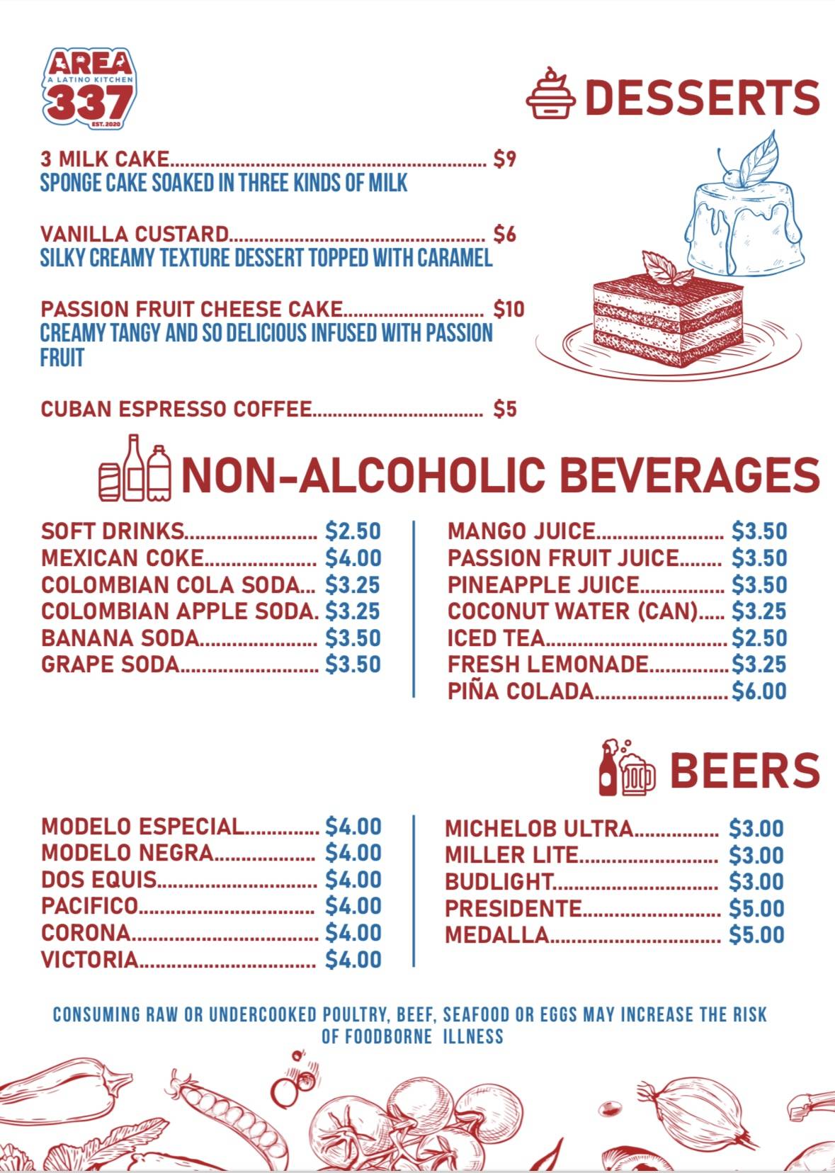 Menu at Area 337 restaurant, Lake Charles