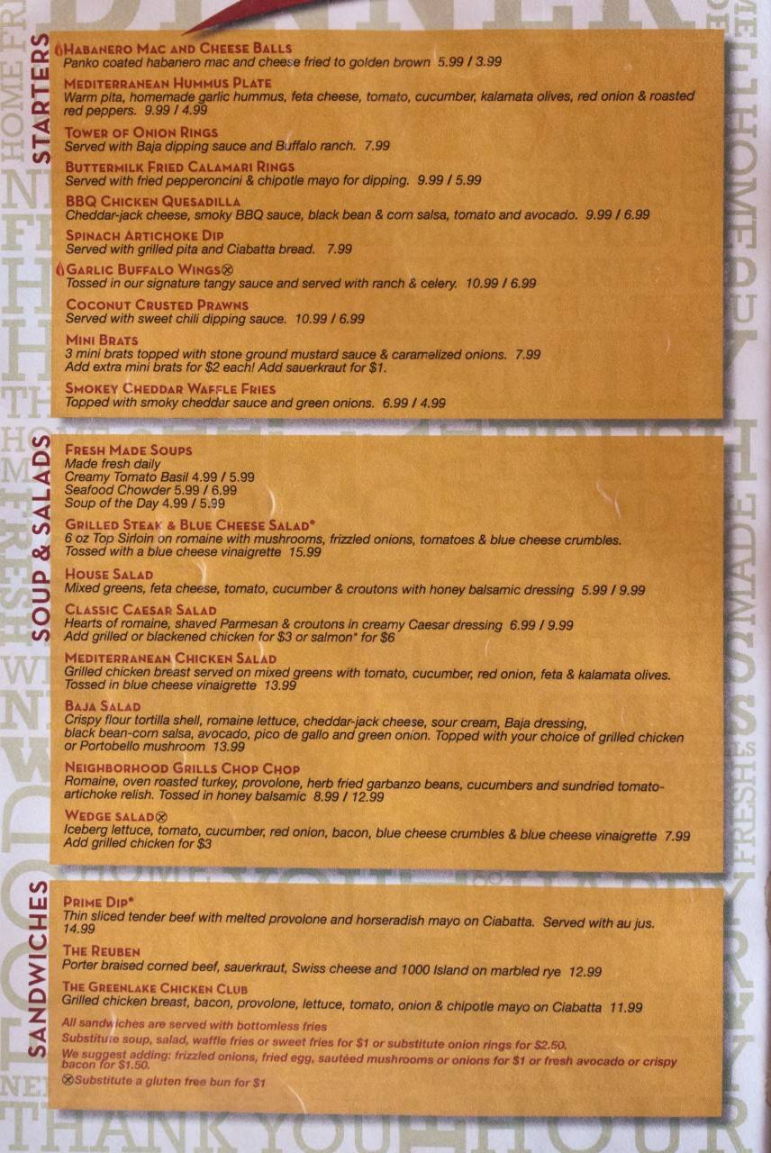 Menu at Lake Forest Bar and Grill, Lake Forest Park