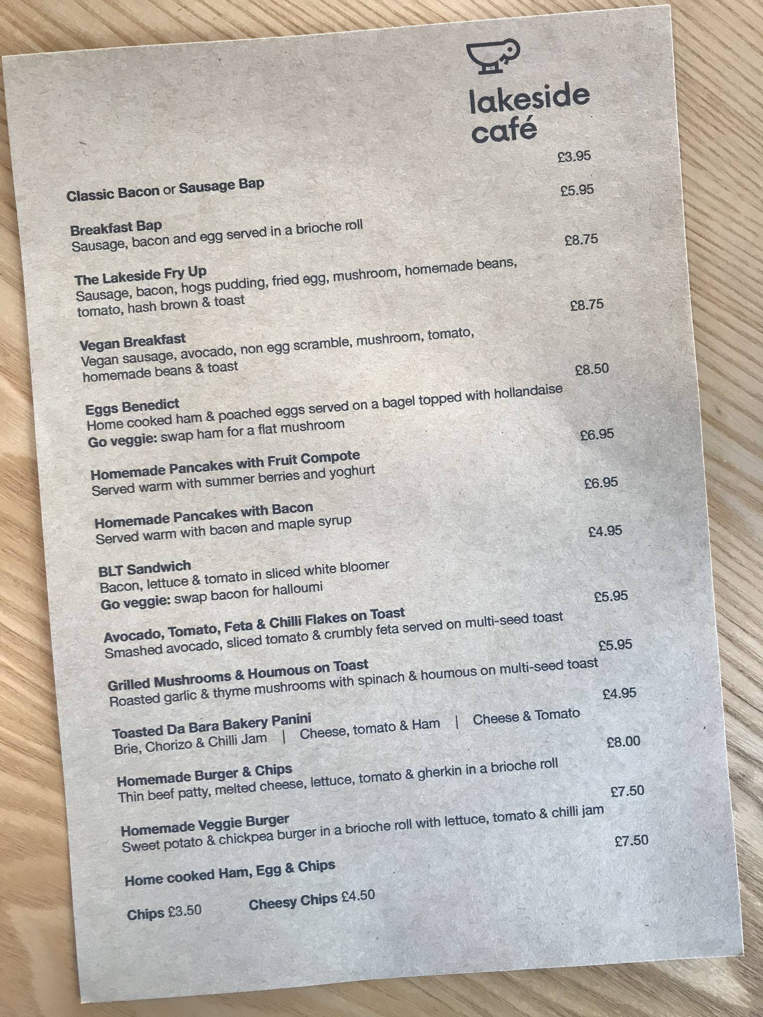 Menu at Lakeside Cafe, Helston