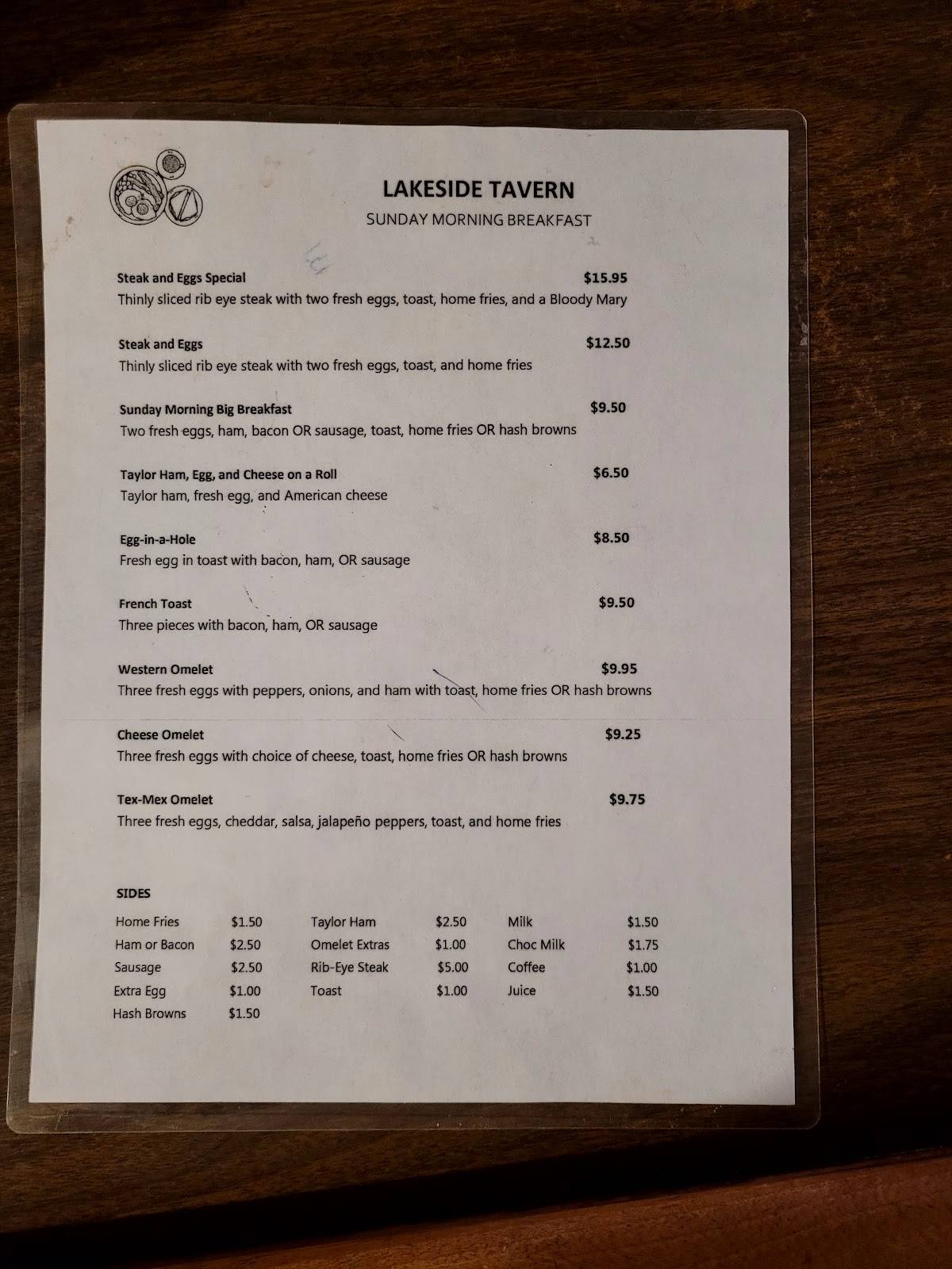 Menu at Lakeside Tavern pub & bar, Frankford