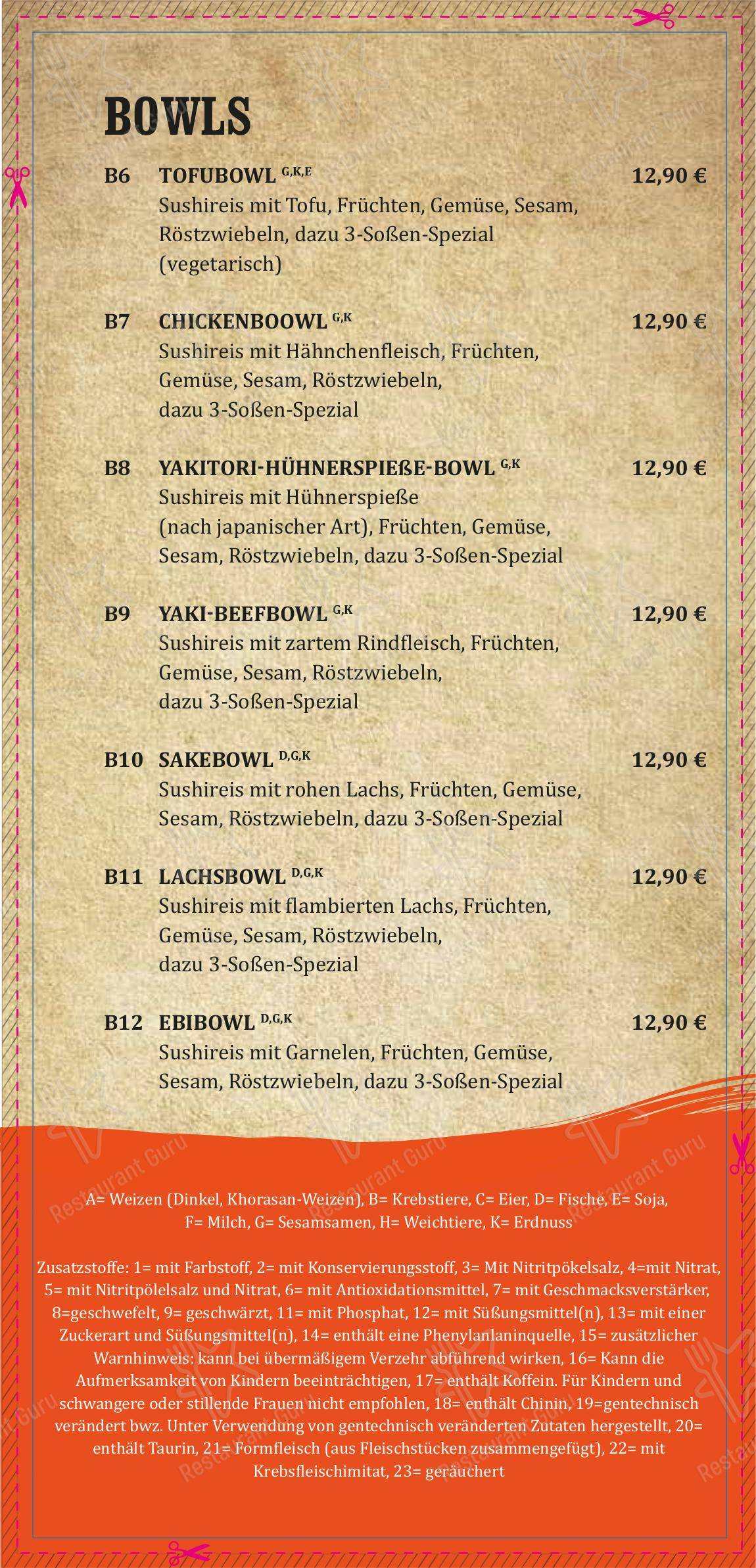 Speisekarte von Lani´s Asia Foods to go restaurant, Pirna