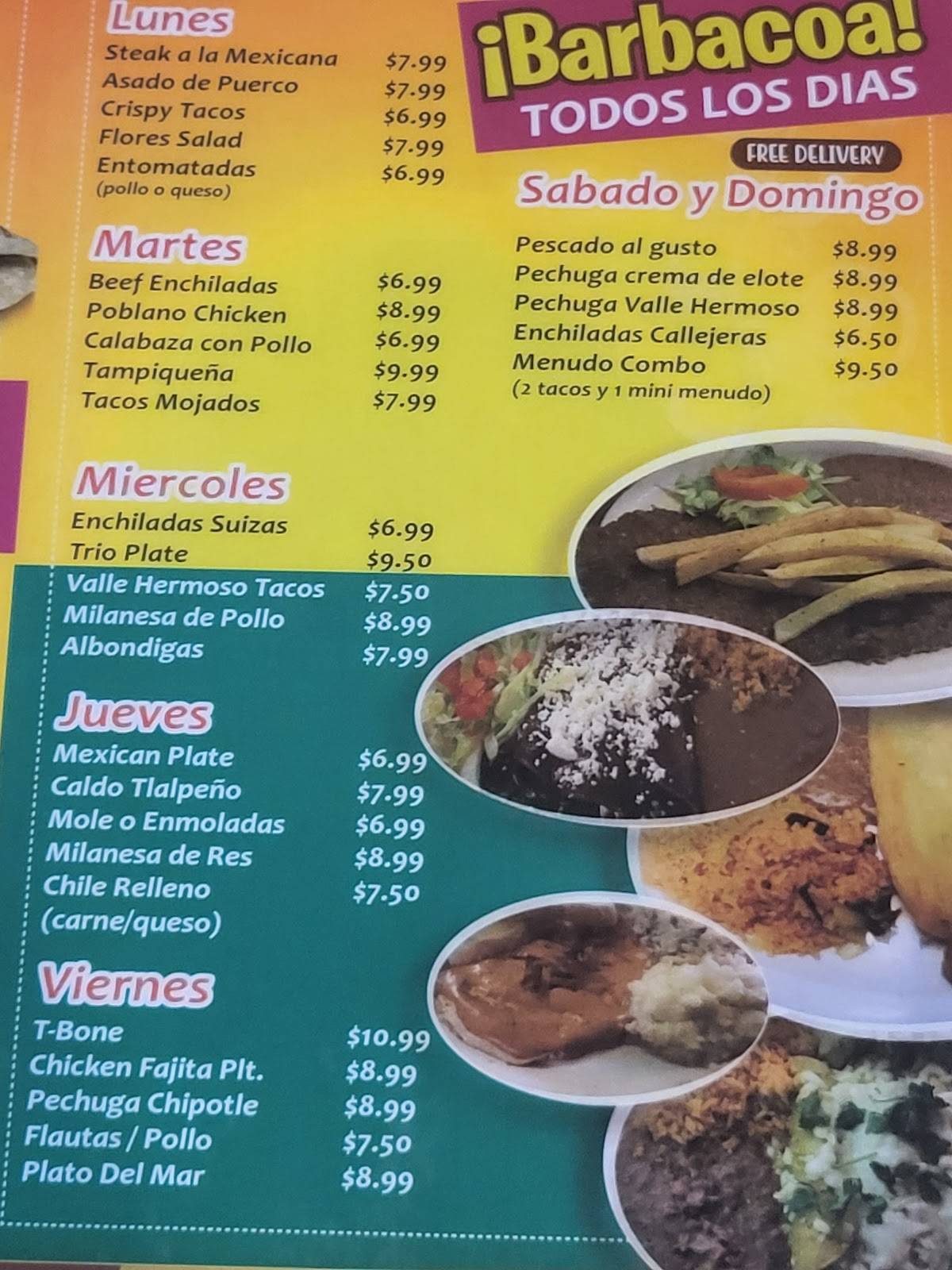 Menu at Las Flores Restaurant #2, Laredo