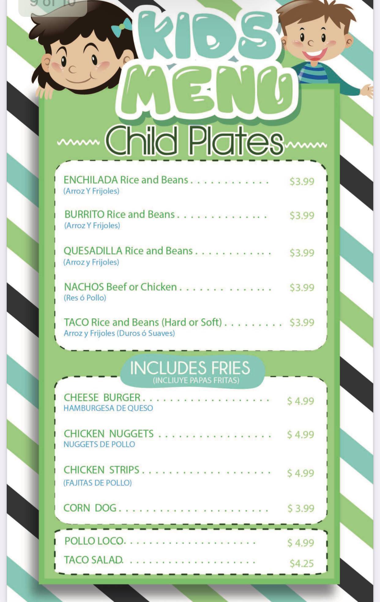 Menu at Las Playitas restaurant, Heber Springs, AR-25B