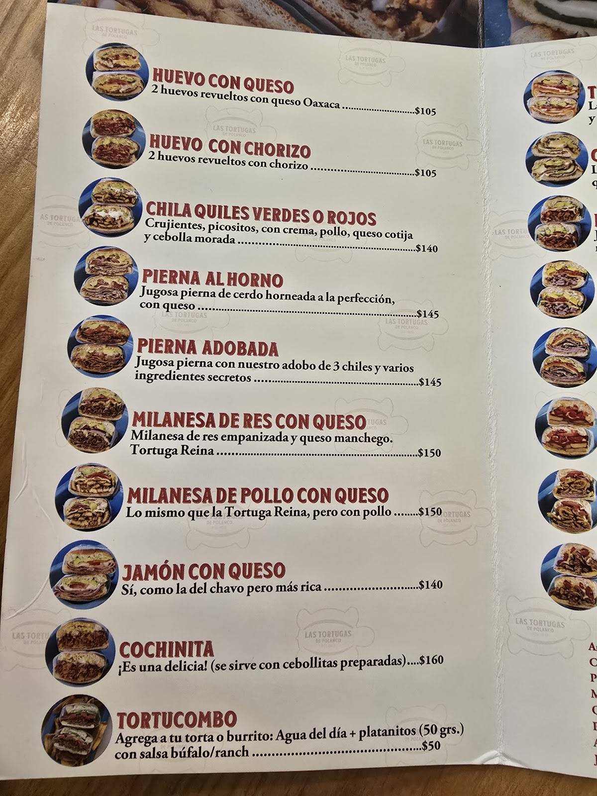 Carta del restaurante Las Tortugas del Polanco, Ciudad López Mateos, C ...