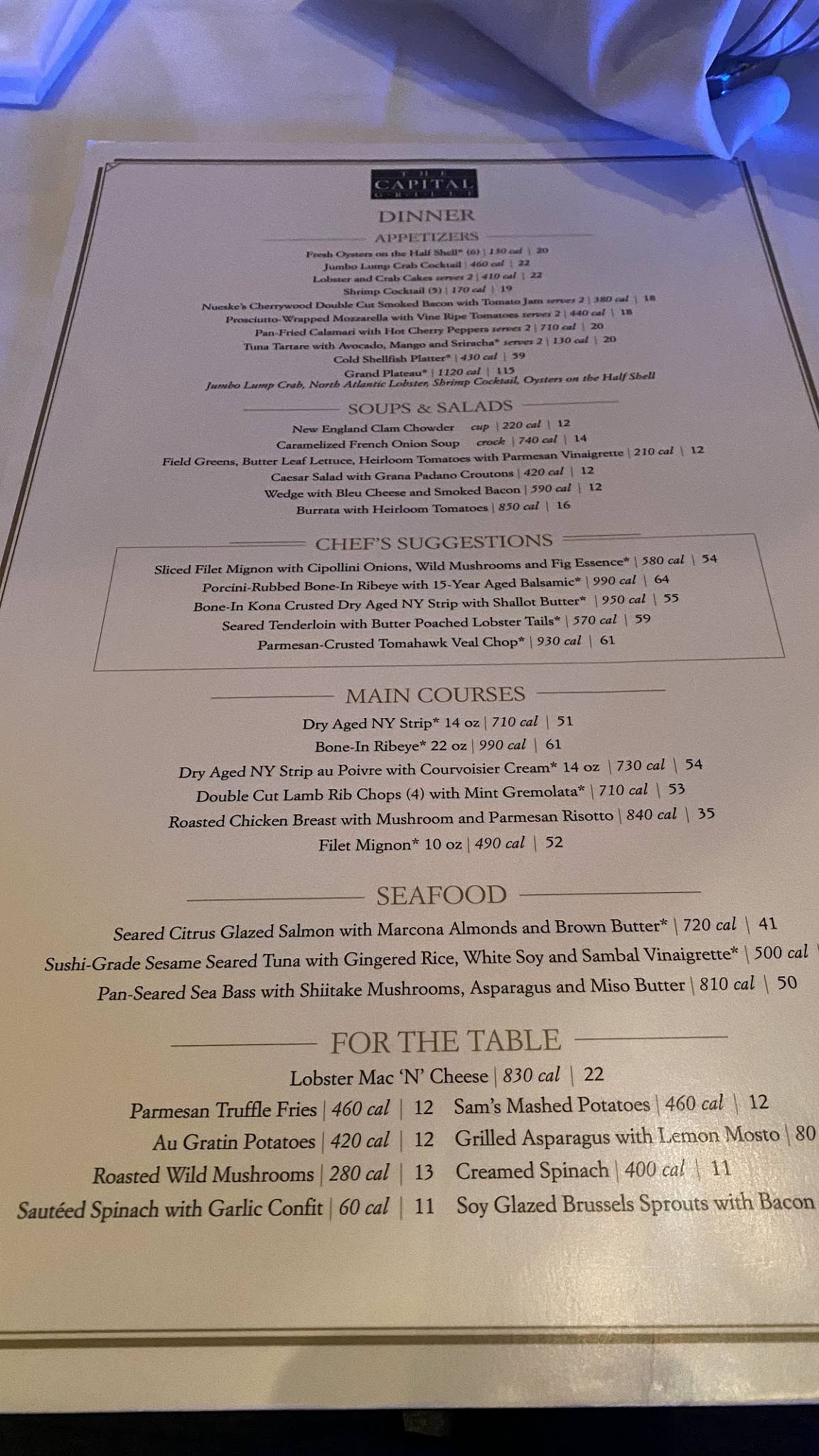 Menu at The Capital Grille pub & bar, Las Vegas