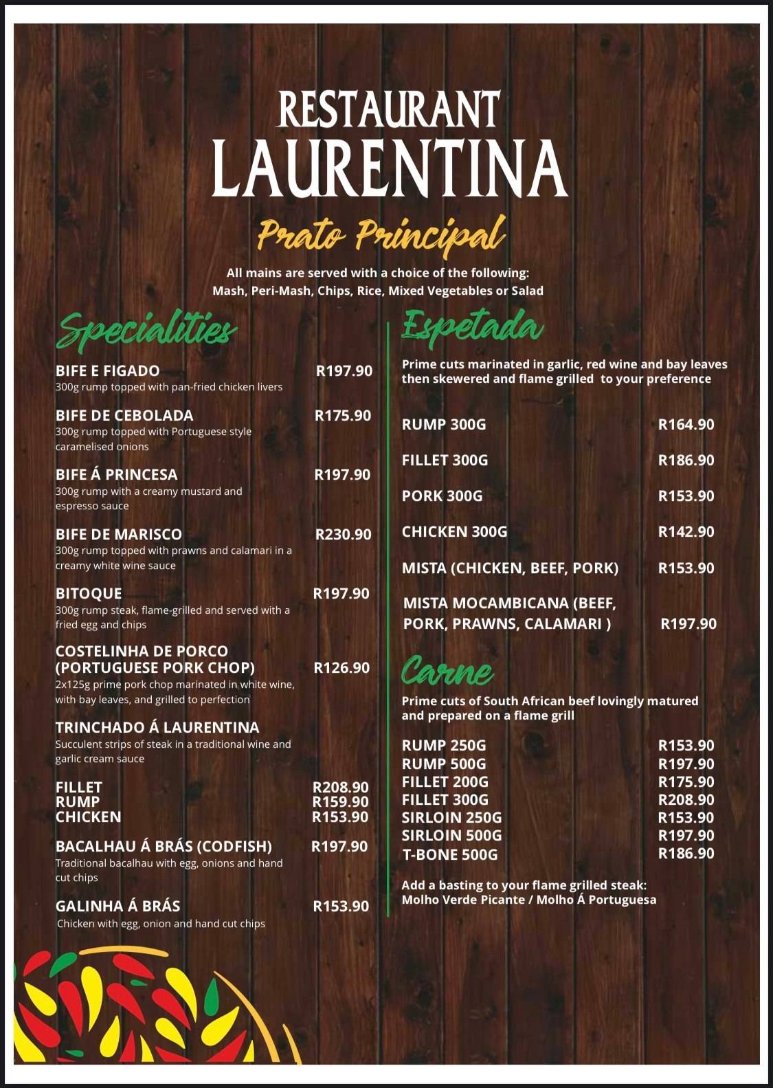 Menu at Laurentina Restaurant Harties, Hartbeespoort