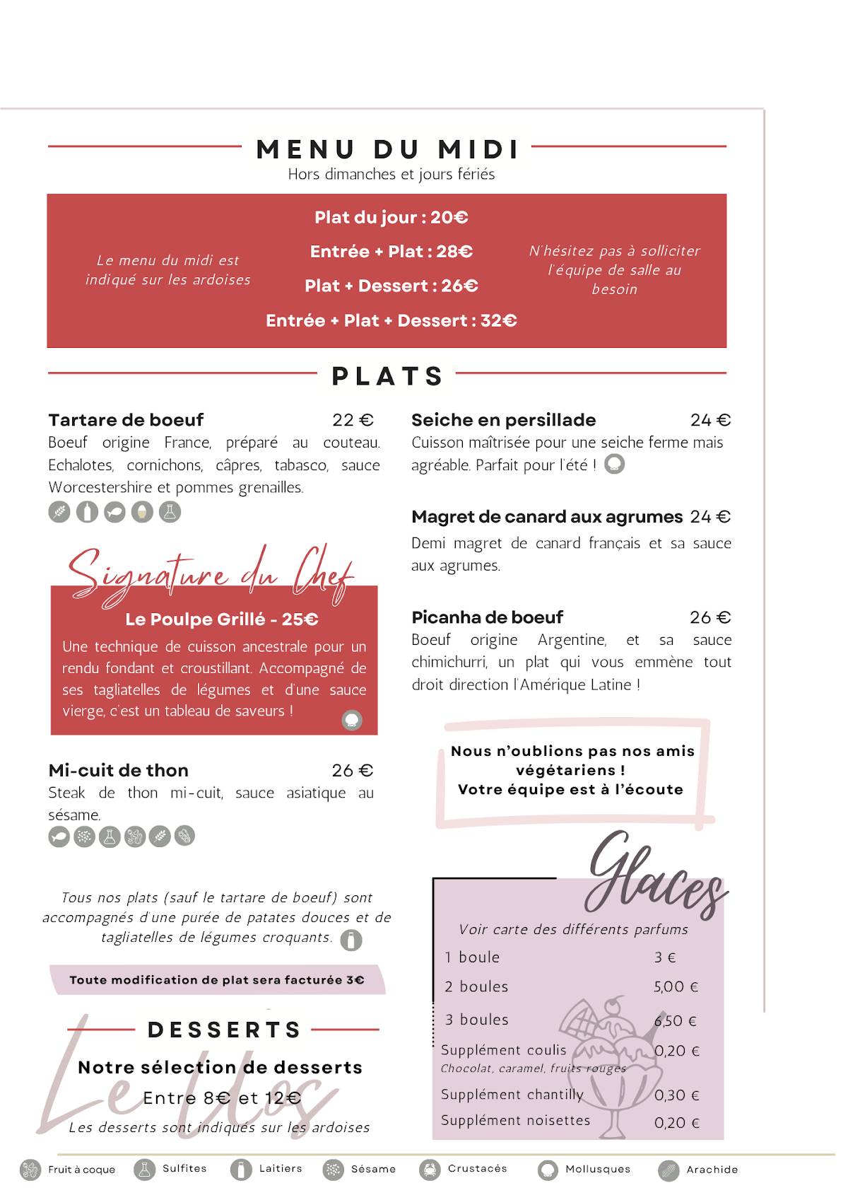 Menu au Le Clos restaurant, La Garde-Adhémar