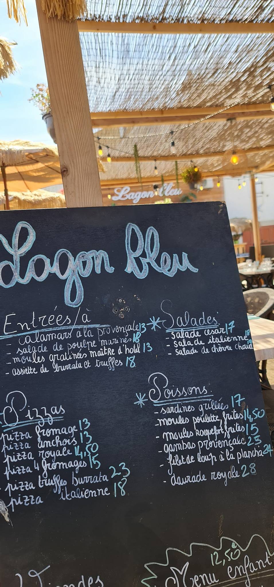 Menu au Le Lagon Bleu fast food, Marseille