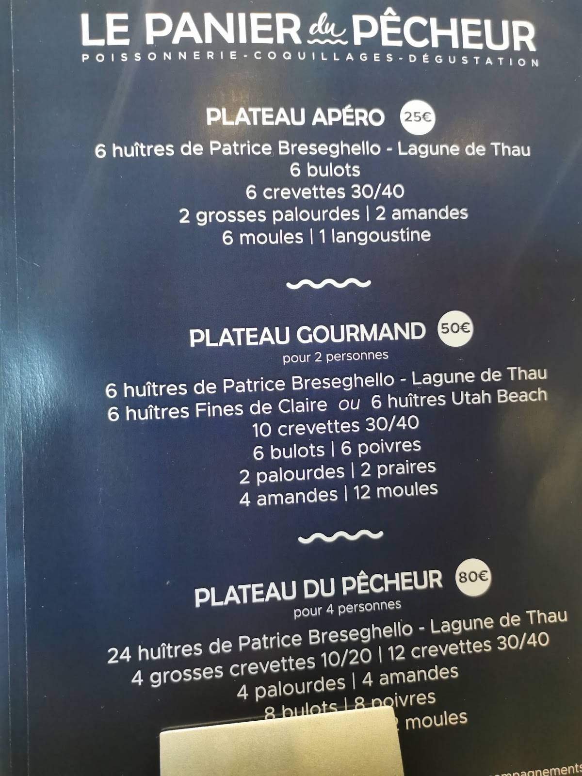 Carta del restaurante Le Panier du Pêcheur - fruits del mer et poissons ...