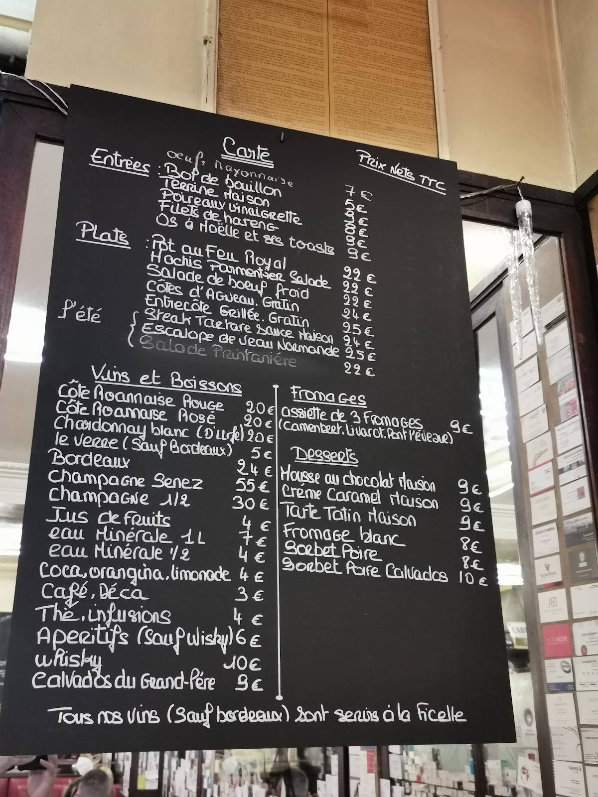 Menu au Le Roi du Pot au Feu restaurant, Paris