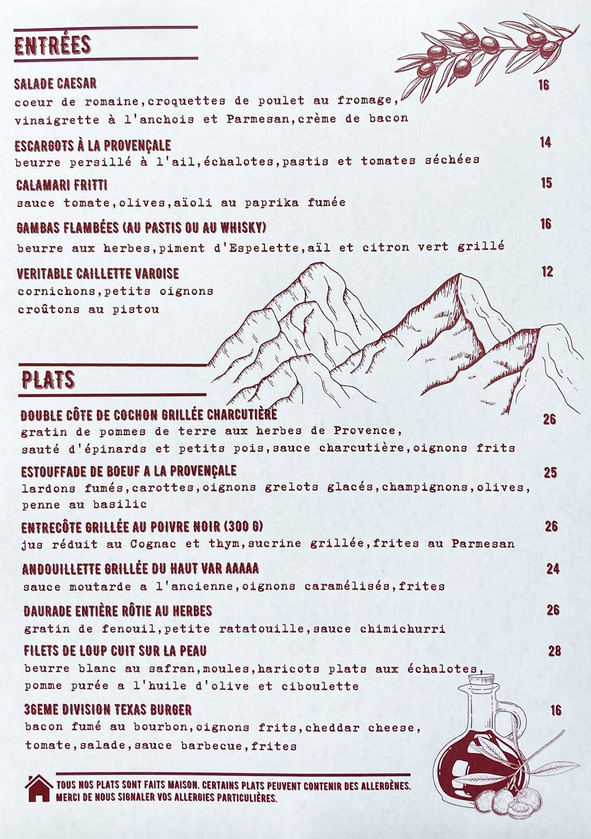 Menu at Le Sémaphore Restaurant, Saint-Raphaël