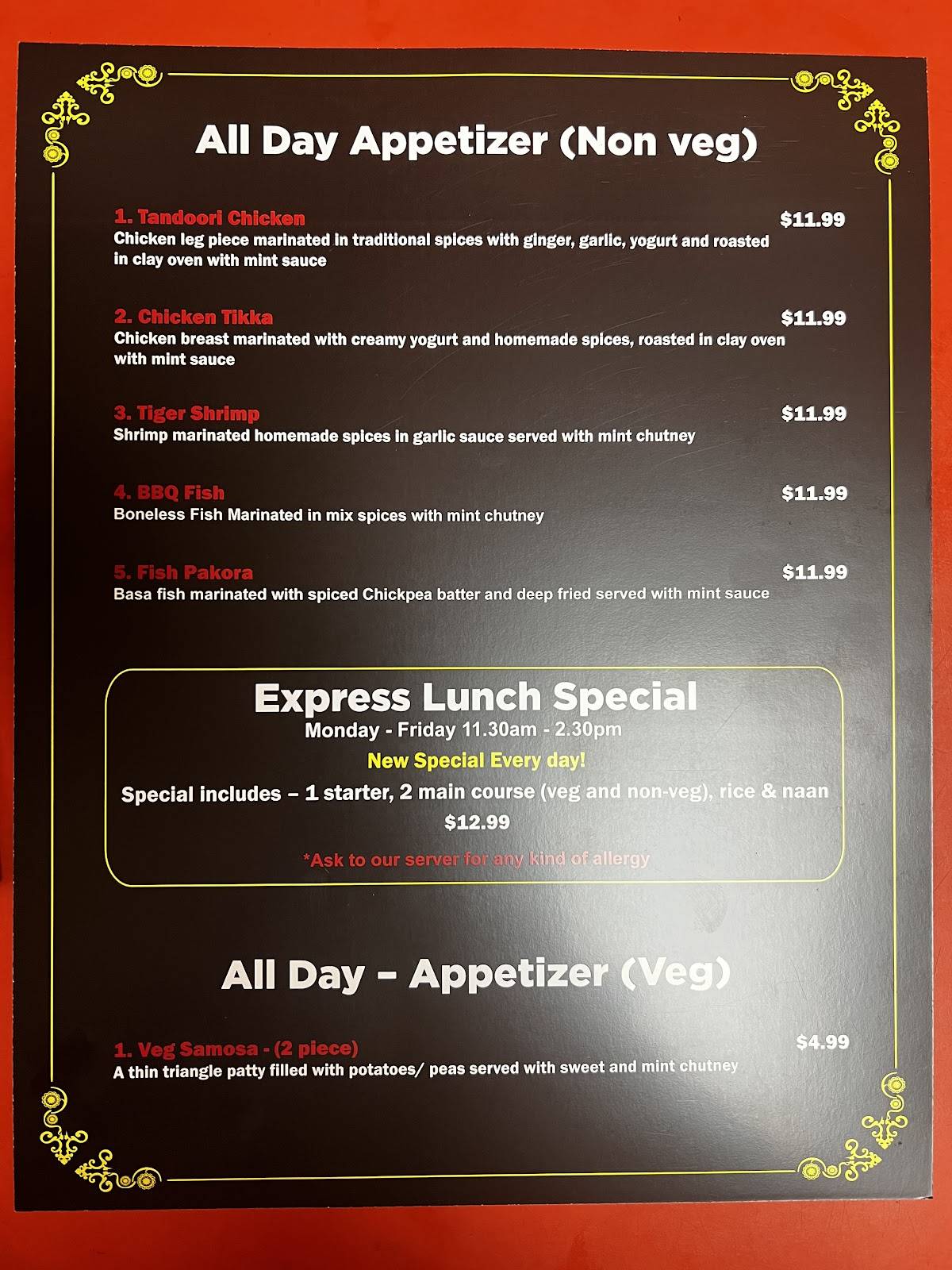 Menu at Leafy Grill restaurant, Calgary
