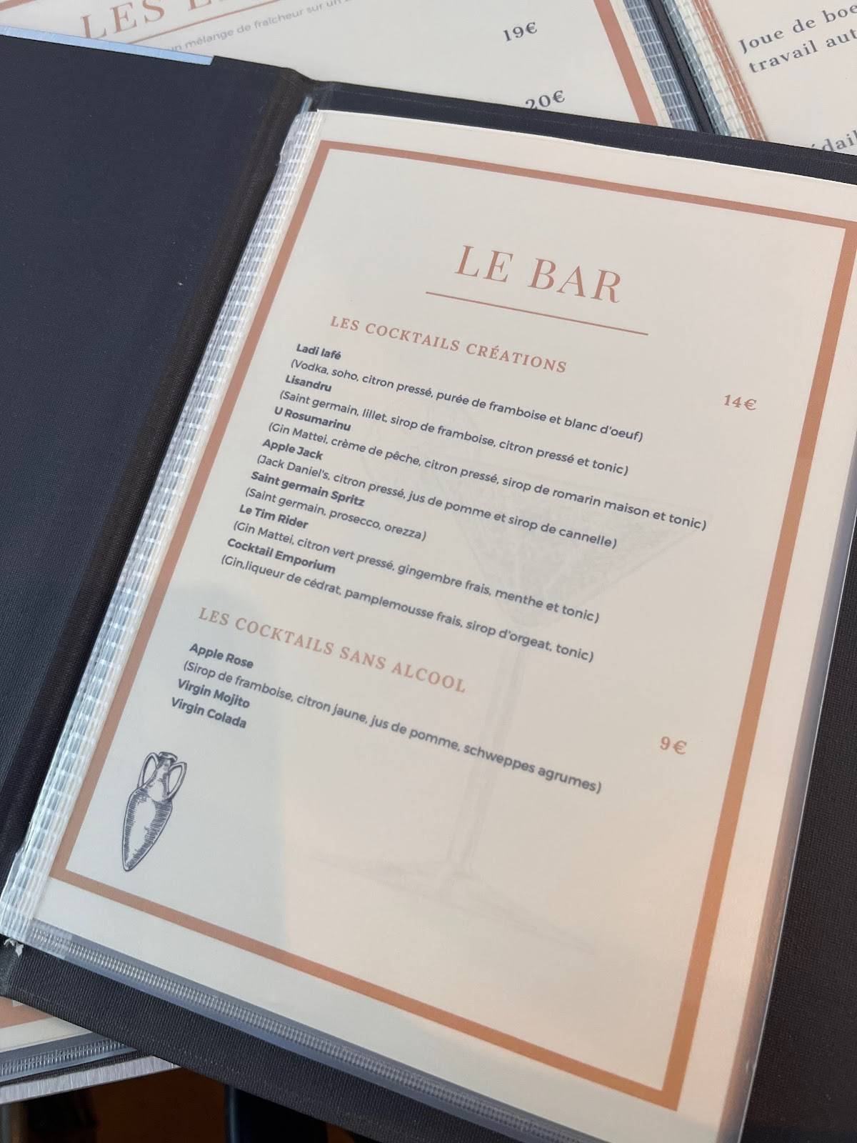Menu at Emporium restaurant, Lecci