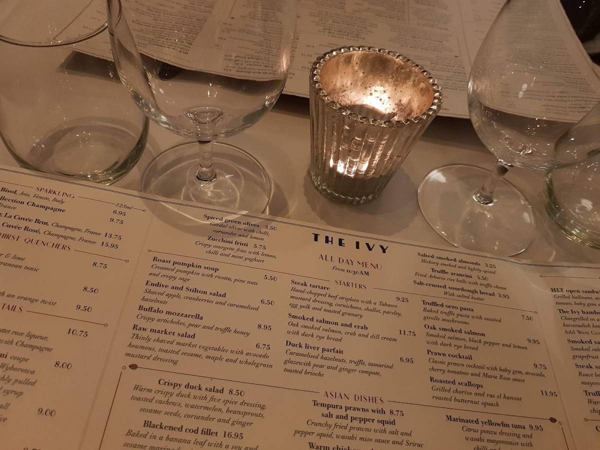 Menu at The Ivy Victoria Quarter Leeds restaurant, Leeds