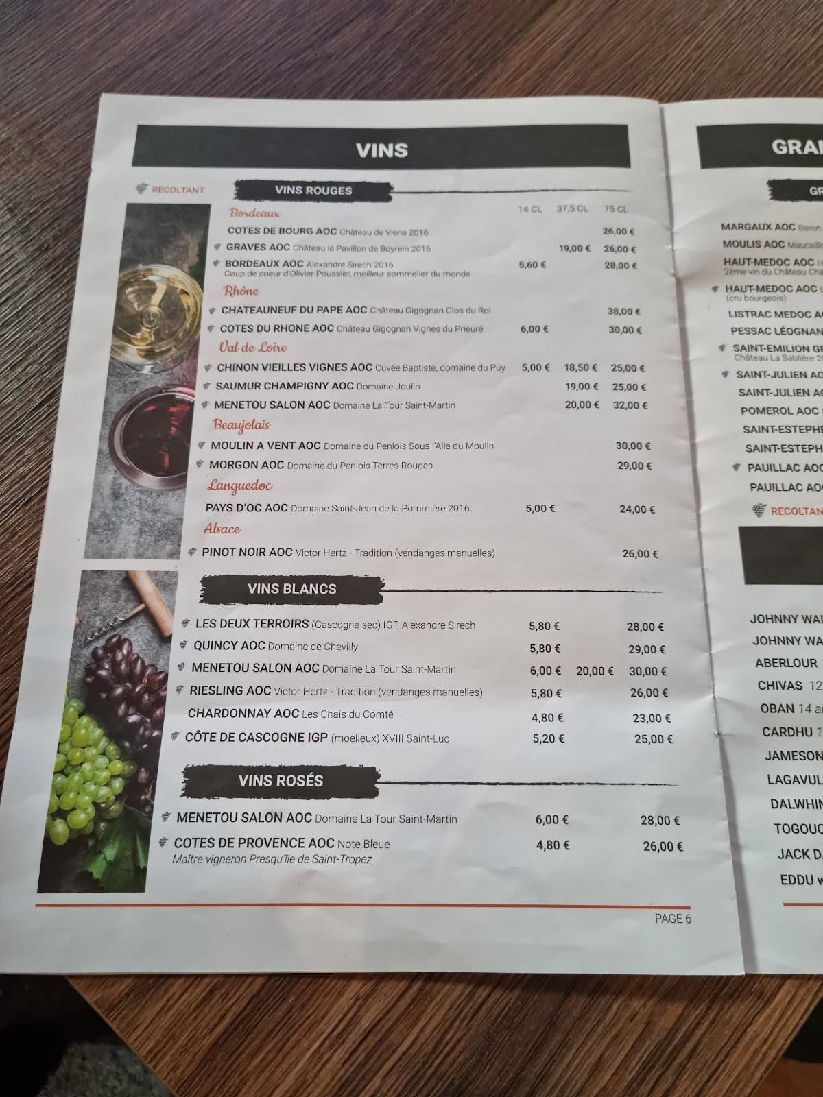 Menu au Legend Factory restaurant, Rennes