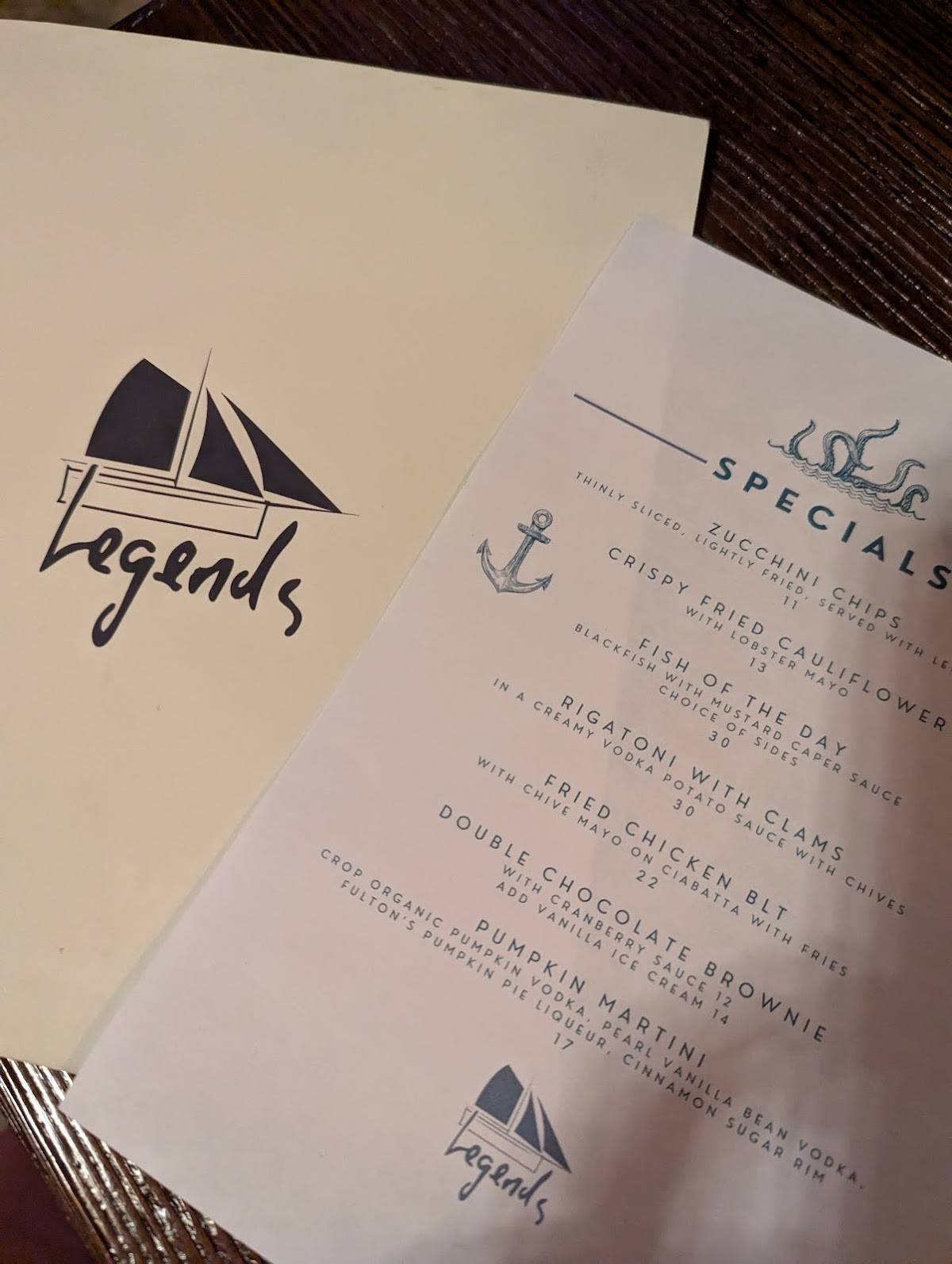Menu at Legends pub & bar, New Suffolk