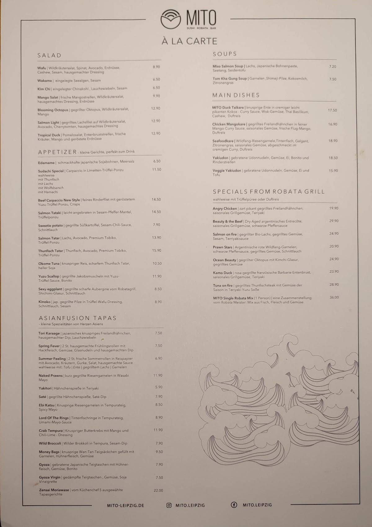 Speisekarte von MITO Restaurant, Leipzig
