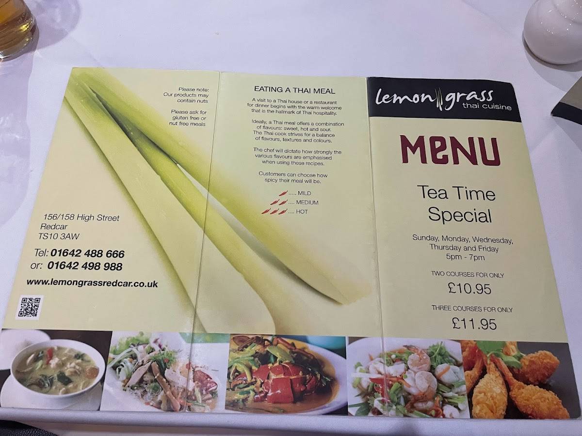 Menu at Lemon Grass Thai Cuisine restaurant, Redcar