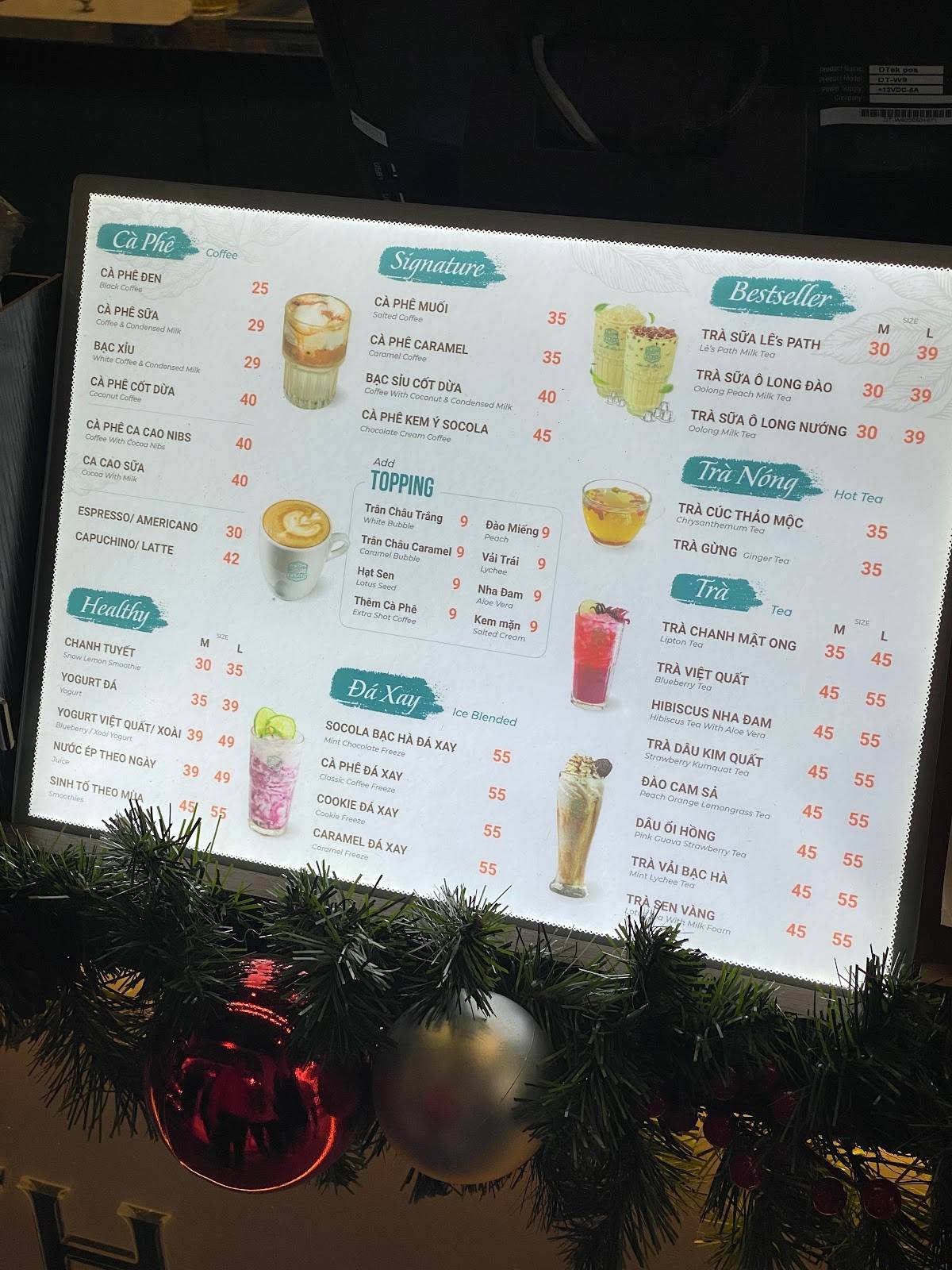 Menu at Lê's Path Coffee Cửa Bắc cafe, Hanoi