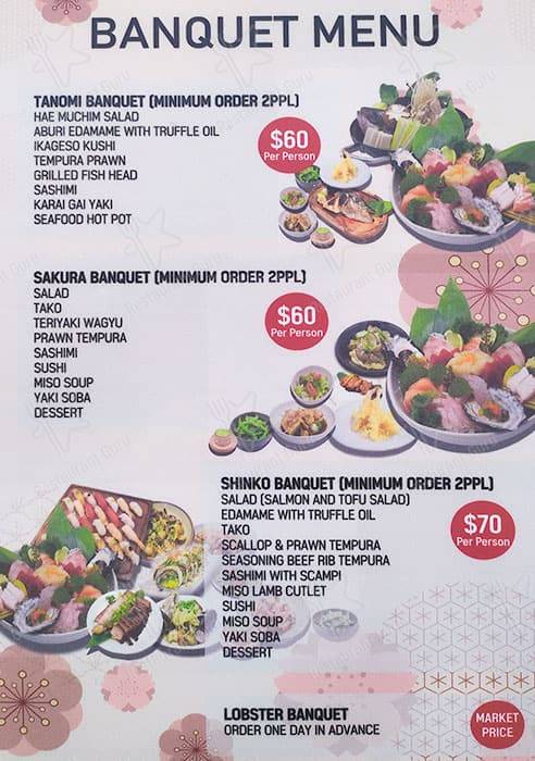 Menu at Tanomi Lidcombe restaurant, Lidcombe