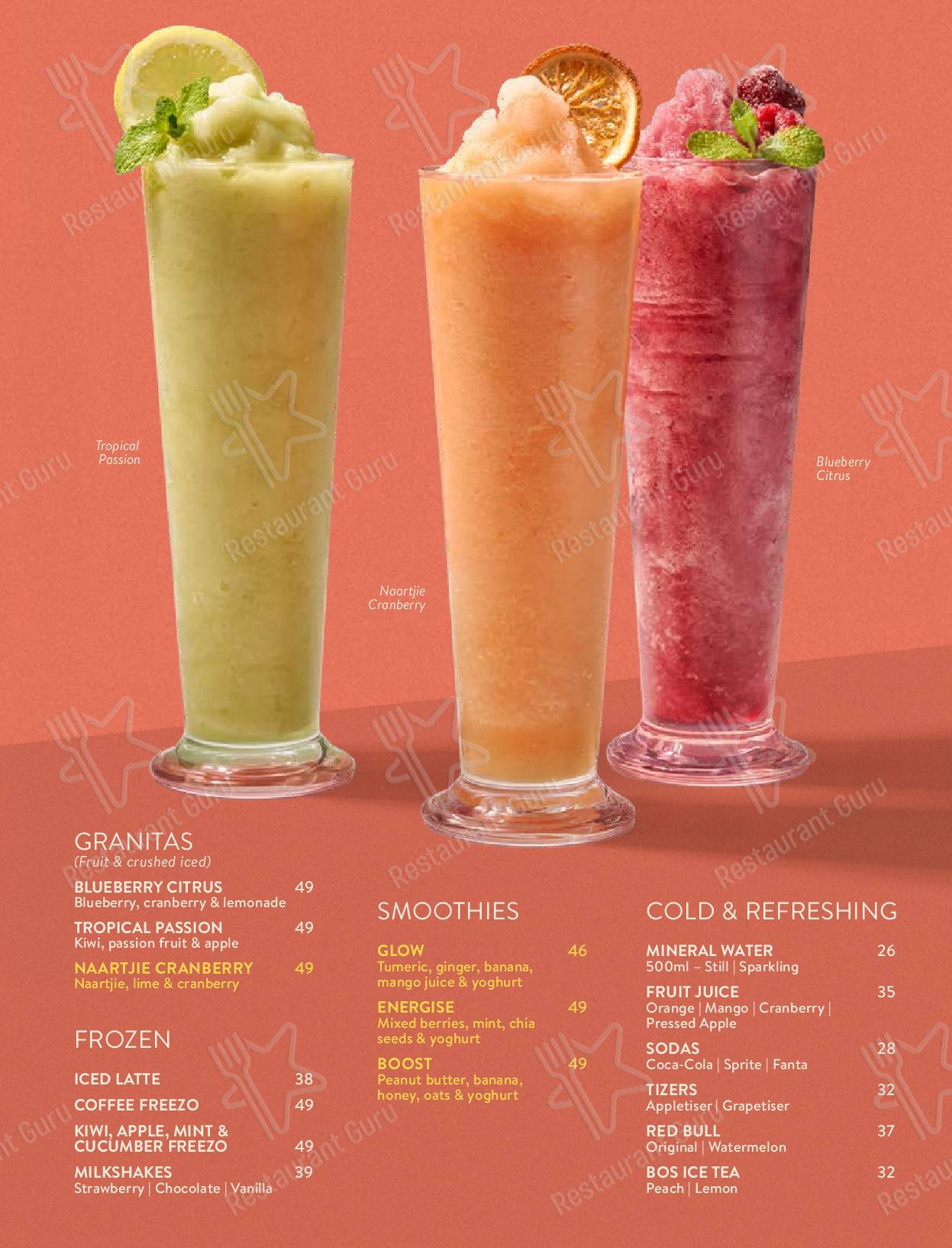 Menu at Lily restaurant, Kempton Park