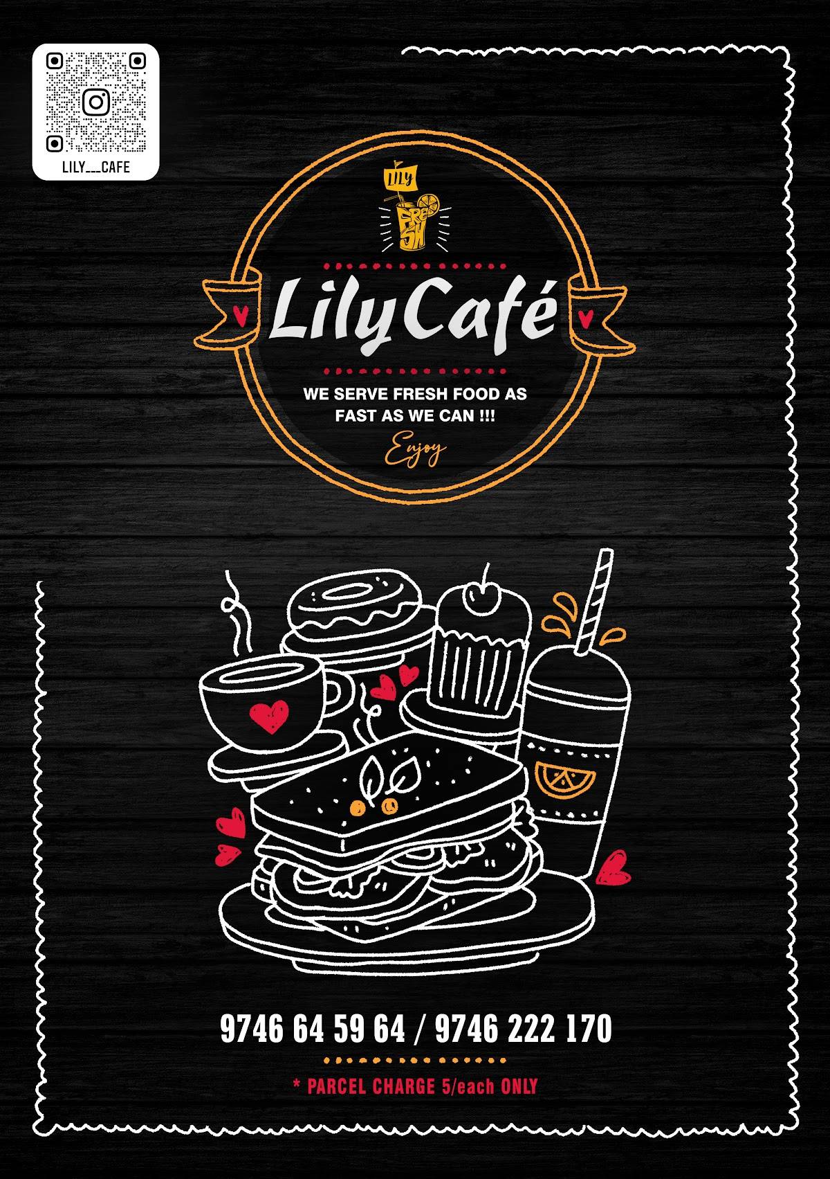 Menu at Lily cafe, A.Thirumuruganpoondi