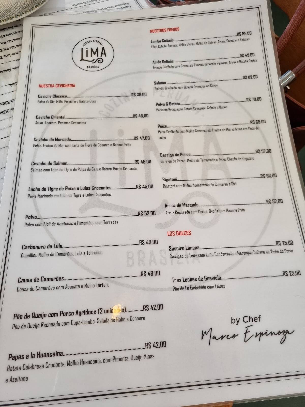Carta del restaurante Lima Cocina Peruana - Mané Mercado, Brasília