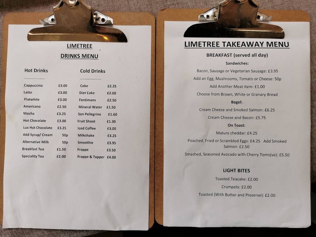Menu at Lime Tree Coffee cafe, Wolverhampton