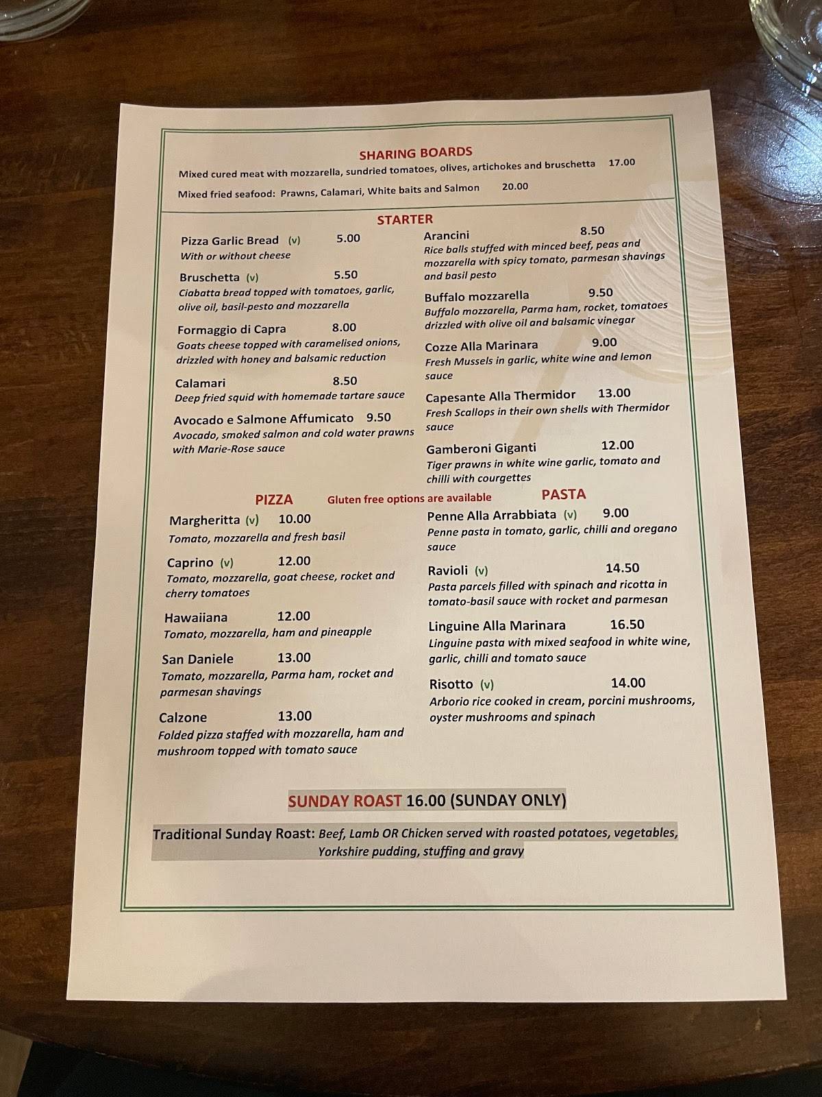 Menu at Linguine Restaurant Hainault, Chigwell