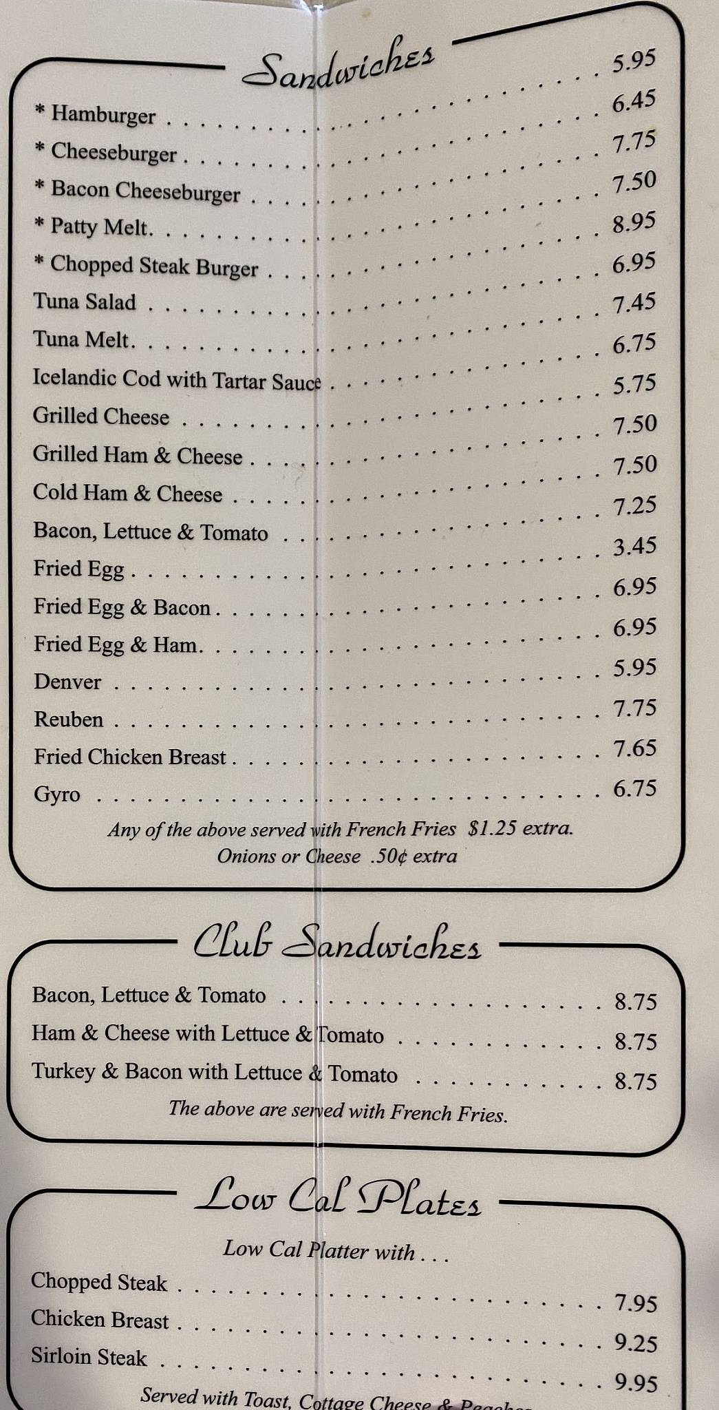 Menu at Lisbon Cafe, Milwaukee, W Lisbon Ave