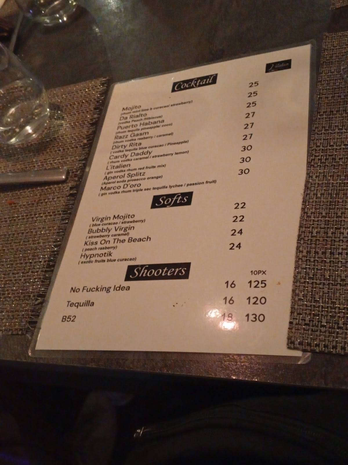 Menu at L’italien Gammarth da Davide restaurant, La Marsa