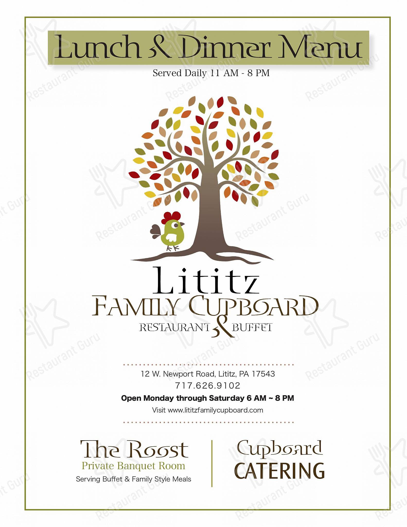 Menu at Lititz Family Cupboard Restaurant & Buffet, Lititz