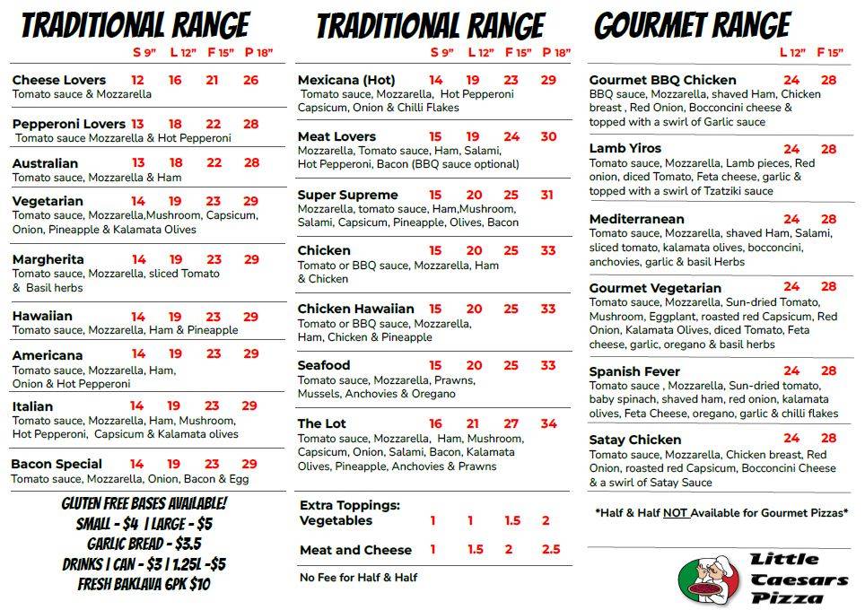 Menu at Little Caesars Pizza Eden Hills pizzeria, Eden Hills