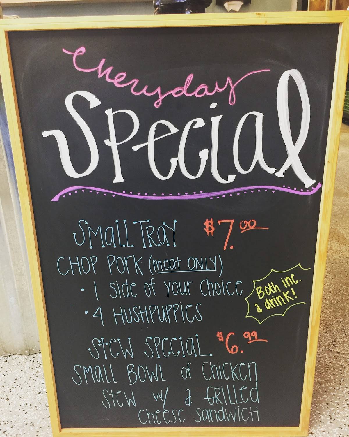 Menu at Little Pigs BBQ, Spartanburg