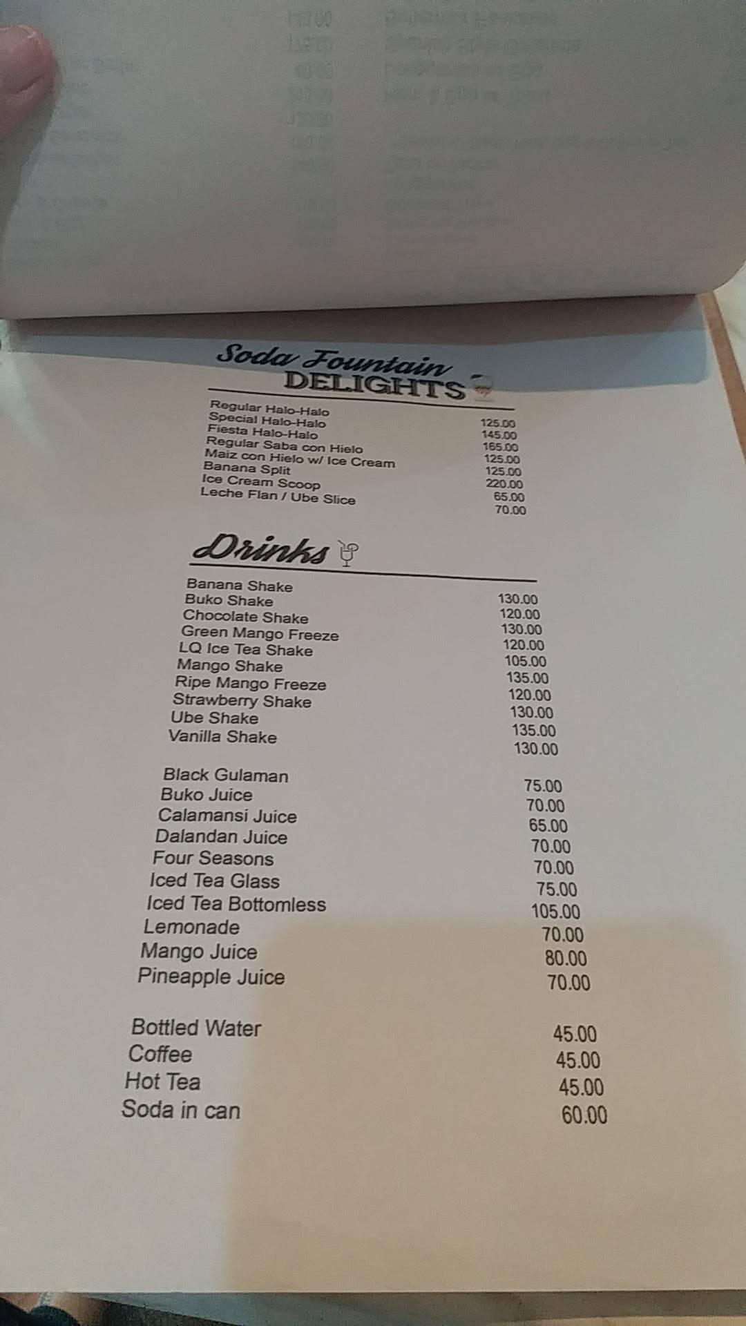 Menu at Little Quiapo desserts, Quezon City