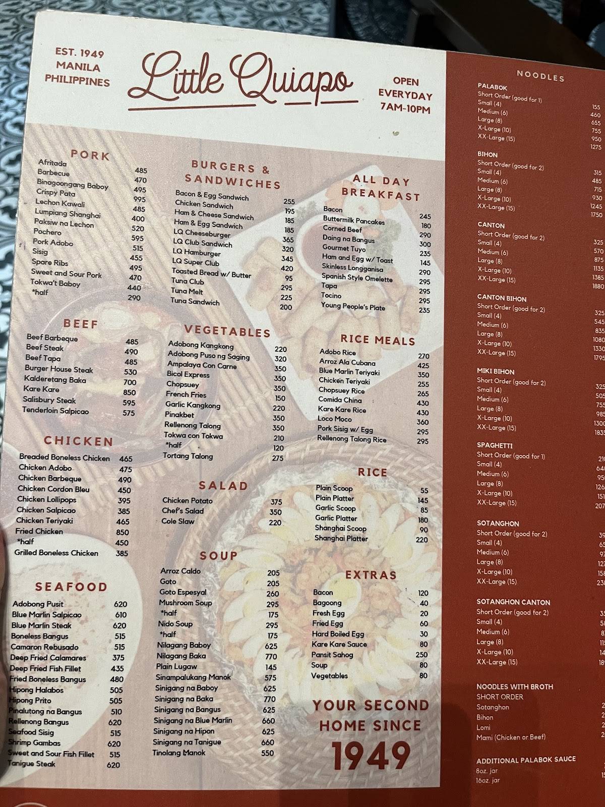 Menu at Little Quiapo desserts, Quezon City