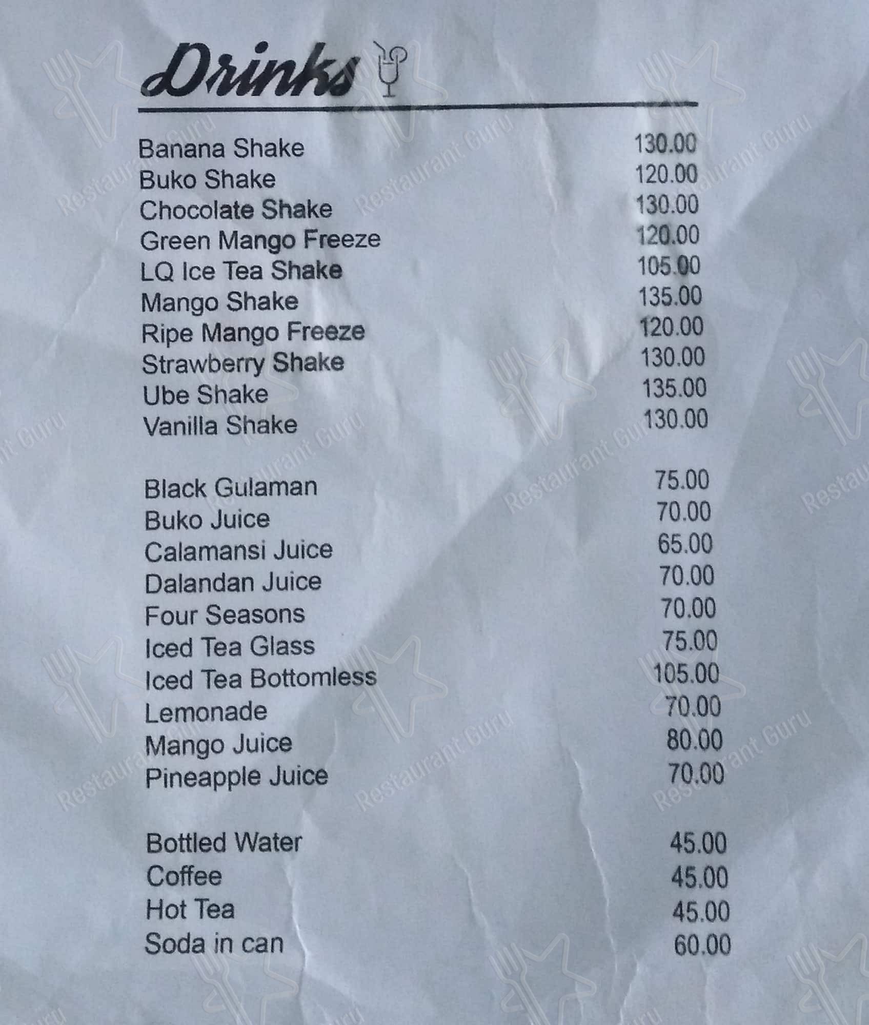 Menu at Little Quiapo desserts, Quezon City