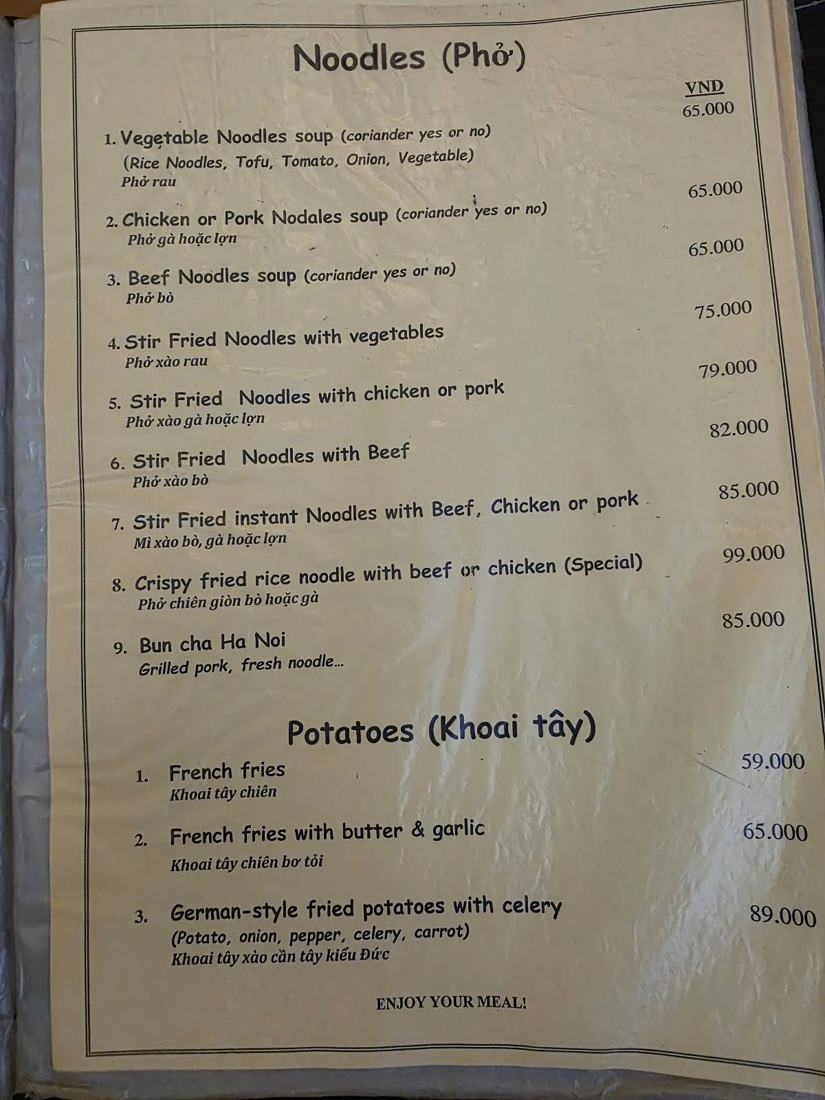 Menu at Little Sapa restaurant, Lao Cai, 05 Đ. Đông Lợi
