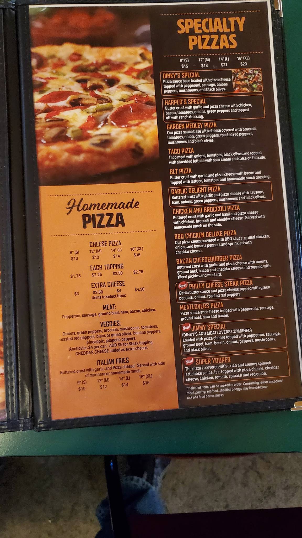 Menu at Loading Zone II pizzeria, Lake Linden