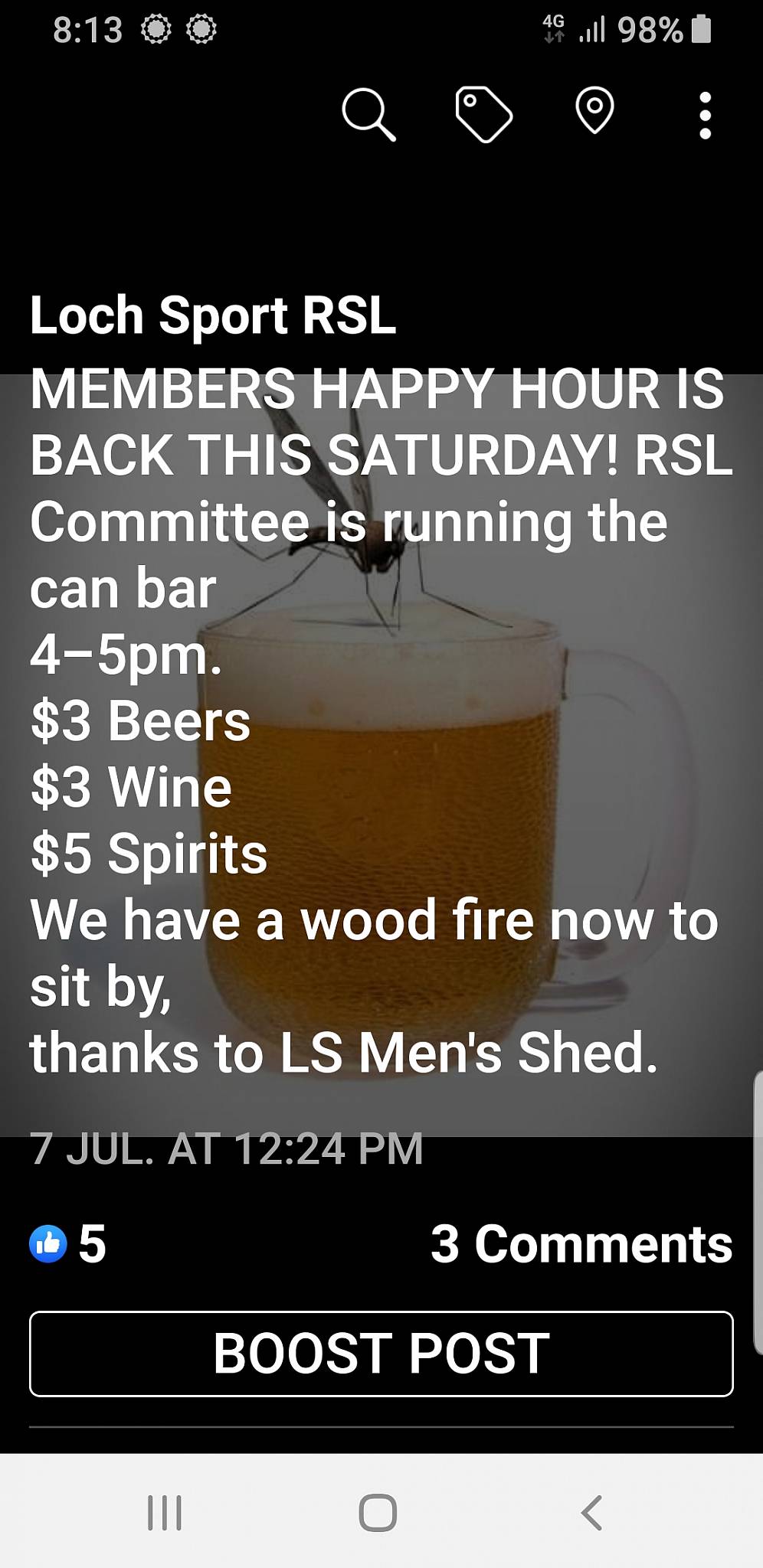 Menu at Loch Sport RSL pub & bar, Loch Sport