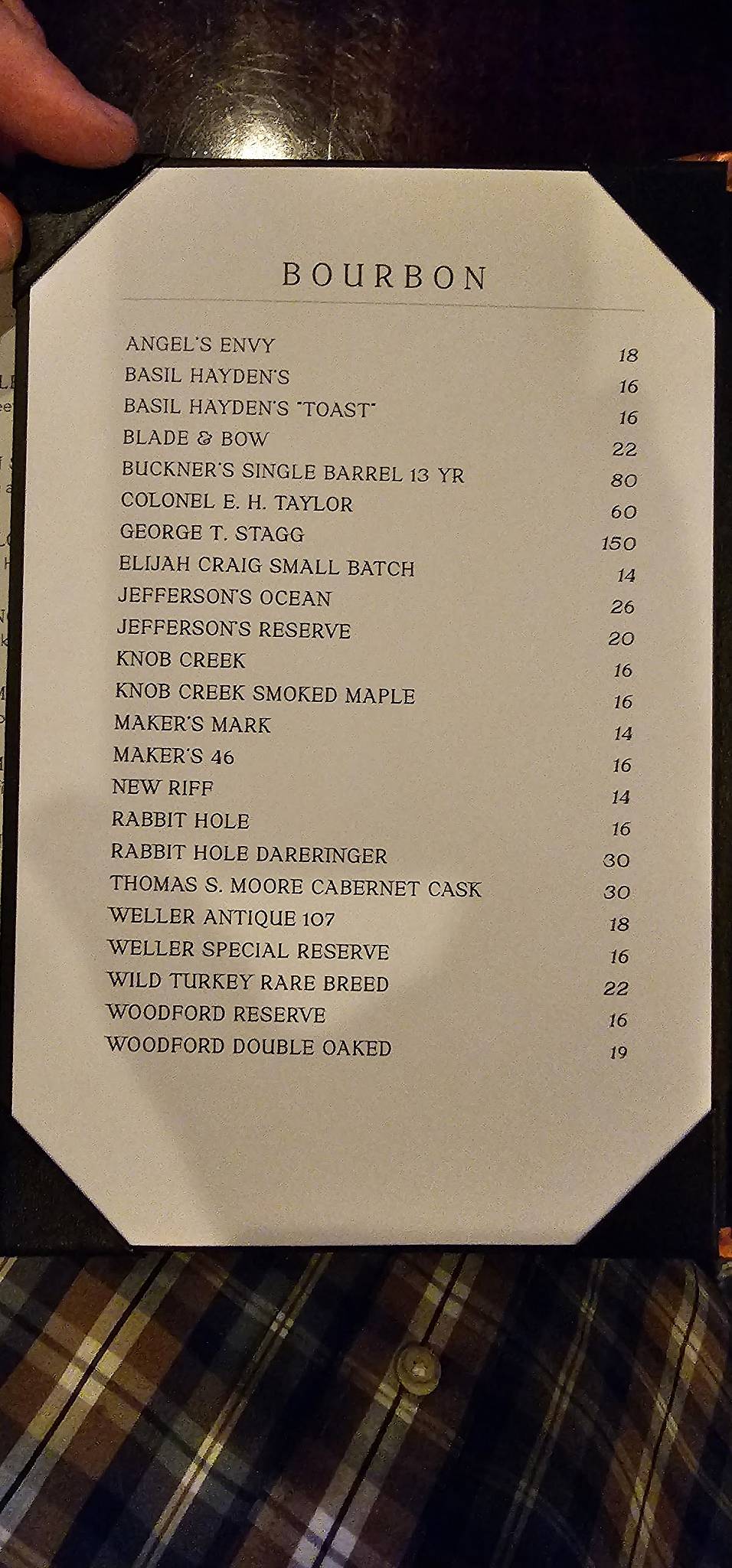 Menu at LockKeepers restaurant, Valley View