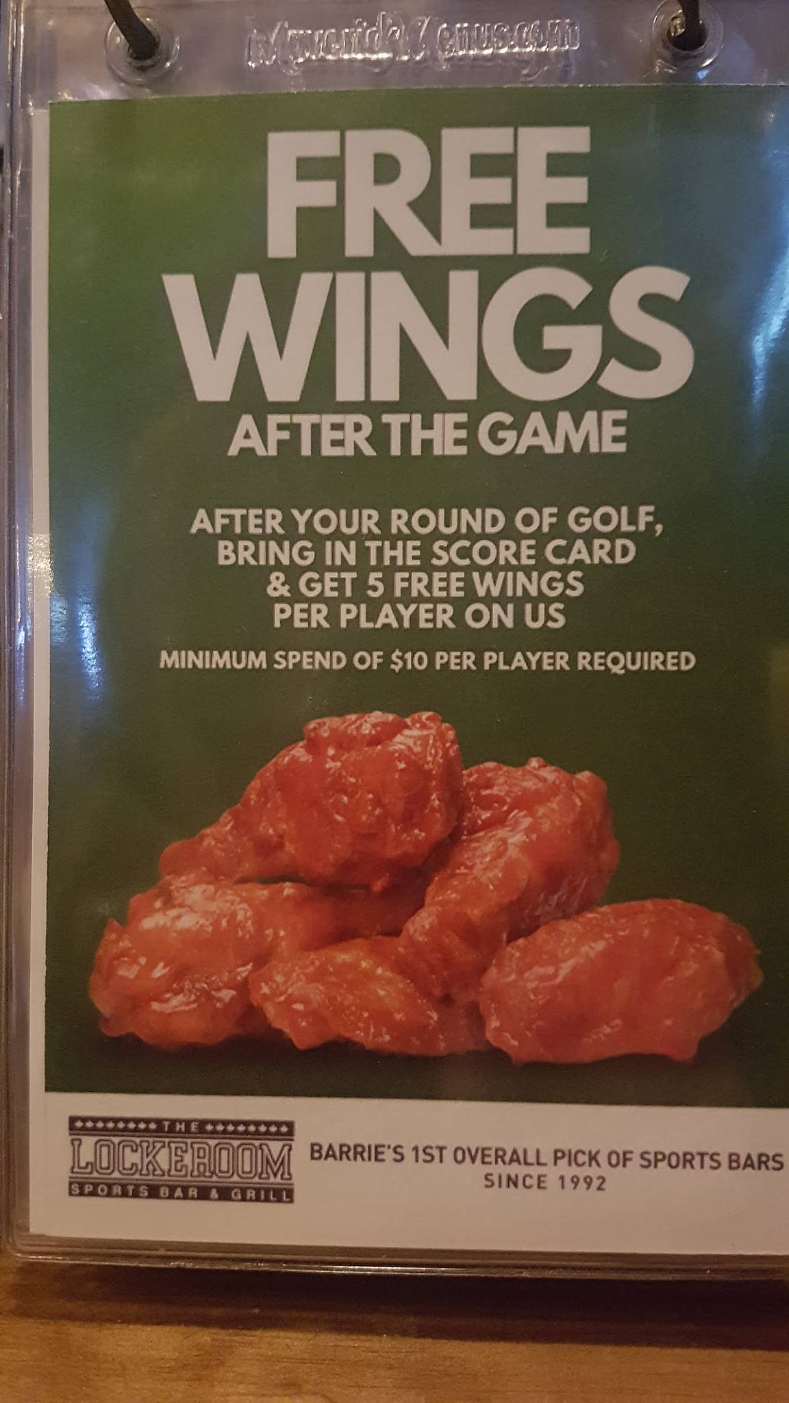 Menu at Lockeroom pub & bar, Barrie