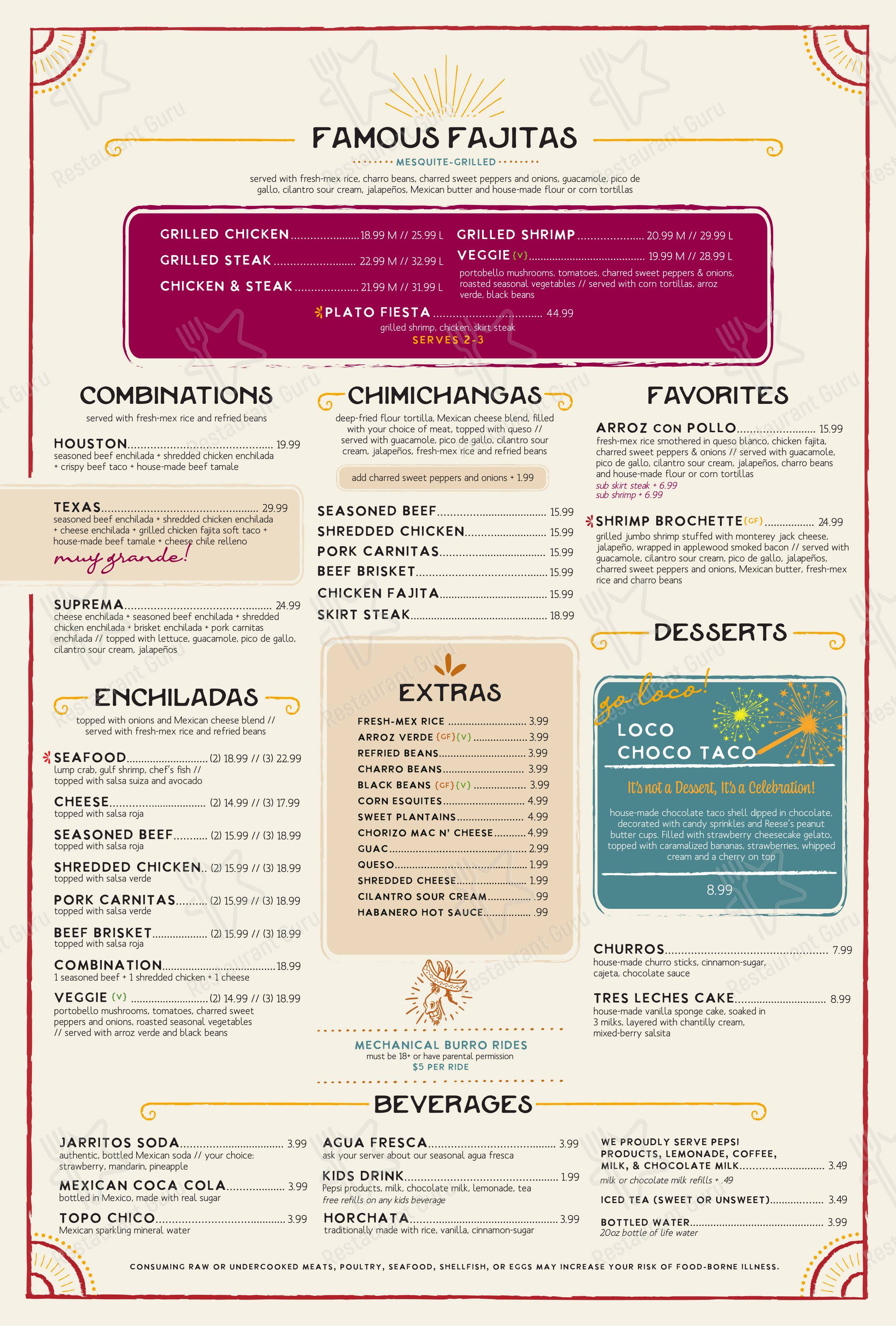 Menu at Loco Burro Fresh Mex Cantina and Tequila Bar, Knoxville